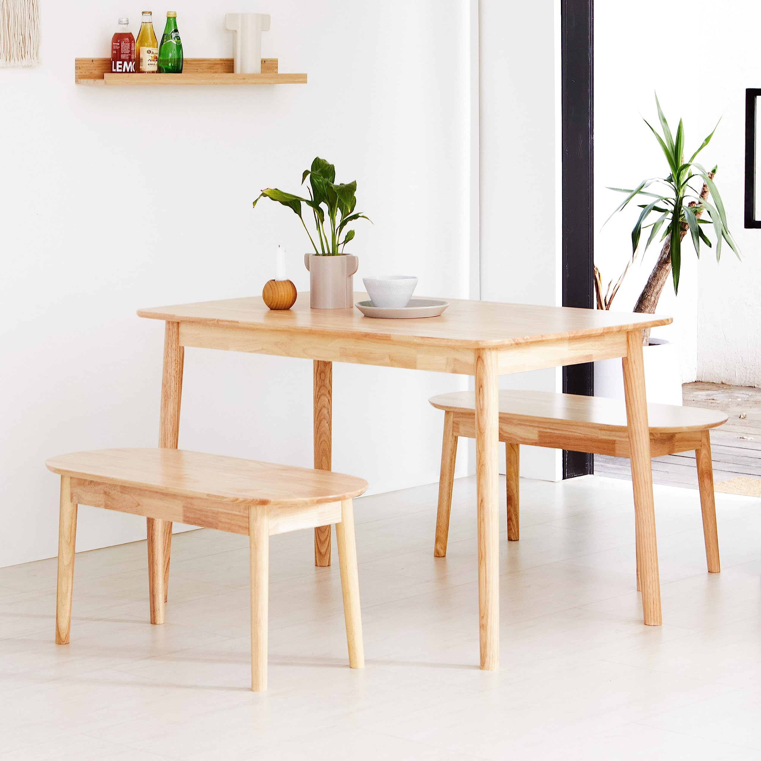 Amazon.com - Livinia 3 Piece 47" Aslan Wooden Dining Room Table Set ...