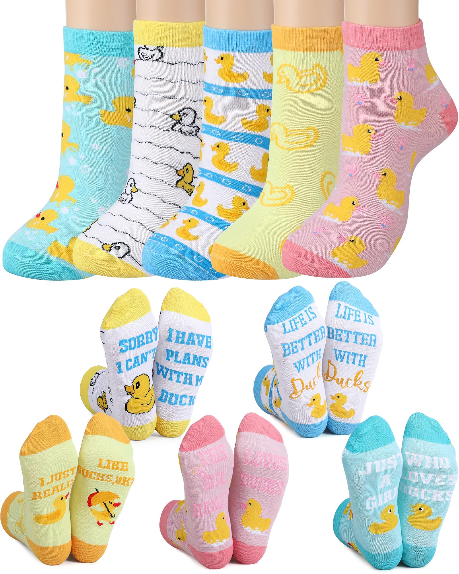 Amazon.com: Silicherry 5 Pairs Duck Socks for Women Cute Ankle Socks ...