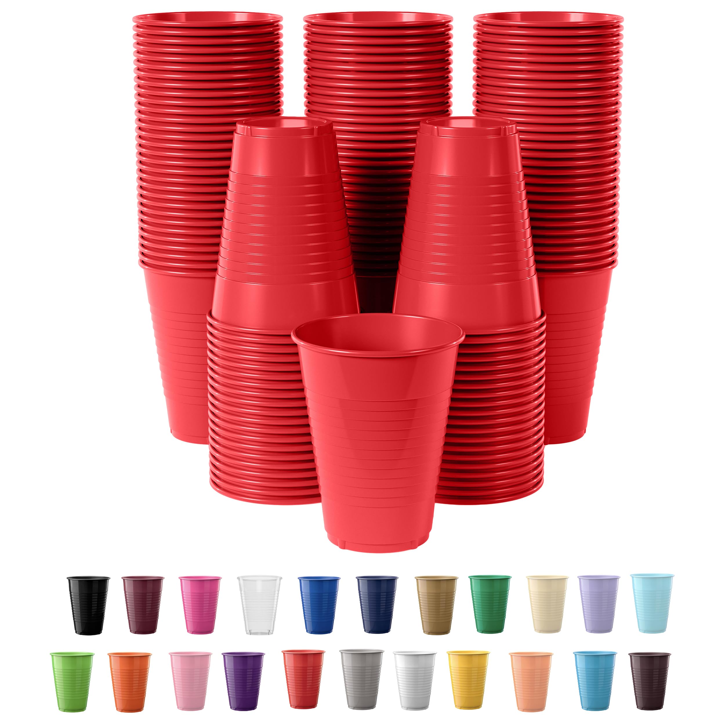 Amazon.com: Red Disposable Plastic Cups - 100 Pack 12 Oz Plastic Cups ...