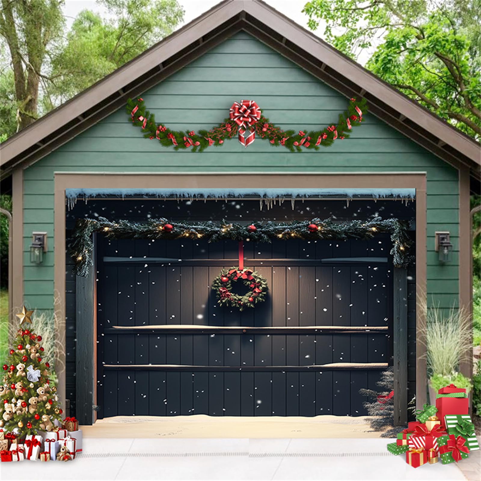 Christmas Garage Door Cover, Garage Buddy-Christmas Garage Door Banner ...