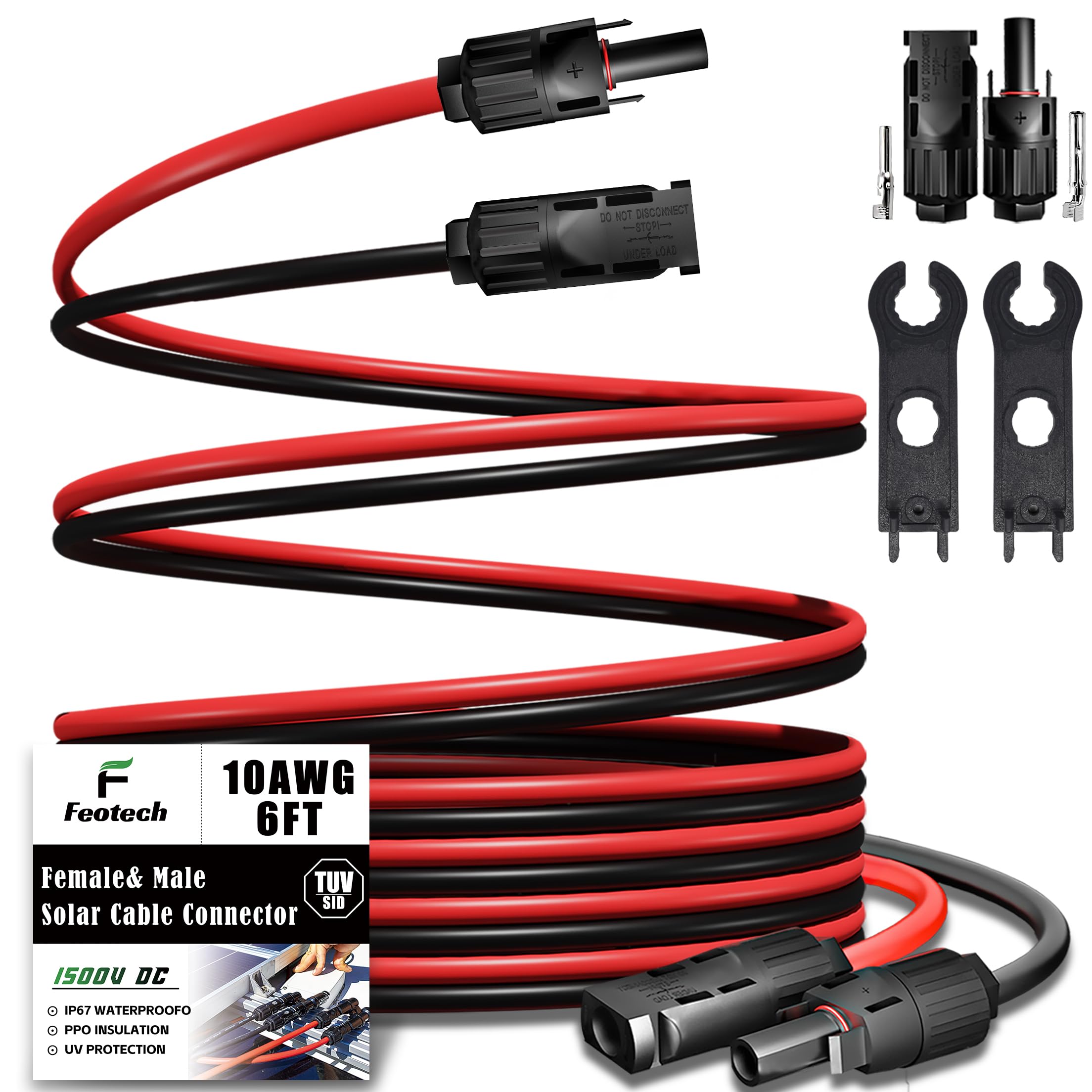 Snapklik.com : Feotech Twin Wire 6FT Solar Extension Cable - 10AWG ...