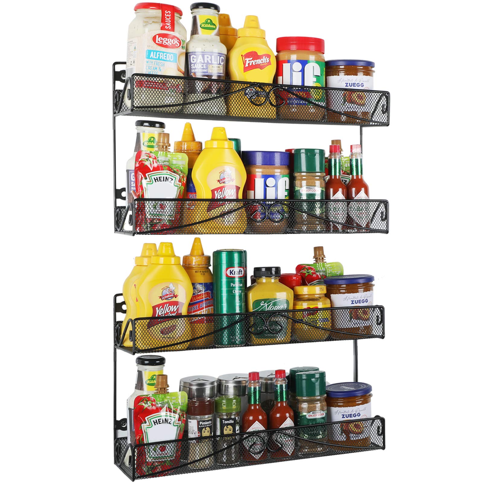 Buy 2 Pack- Veesun 2 Tier Spice Rack Organizer, Mesh Kitchen Counter ...