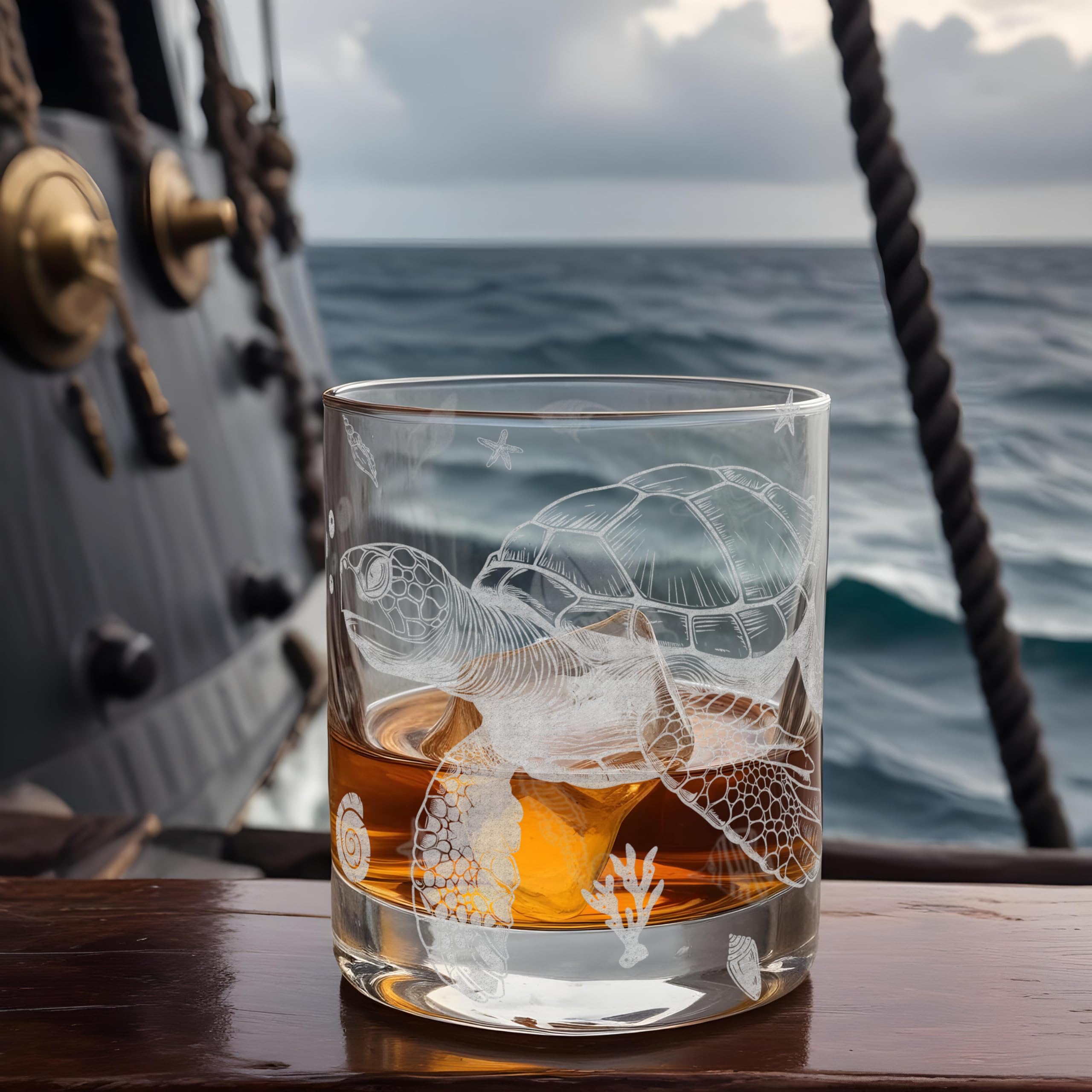 Snapklik.com : SEA TURTLE Engraved 11oz Whiskey Glasses Ocean Animals ...