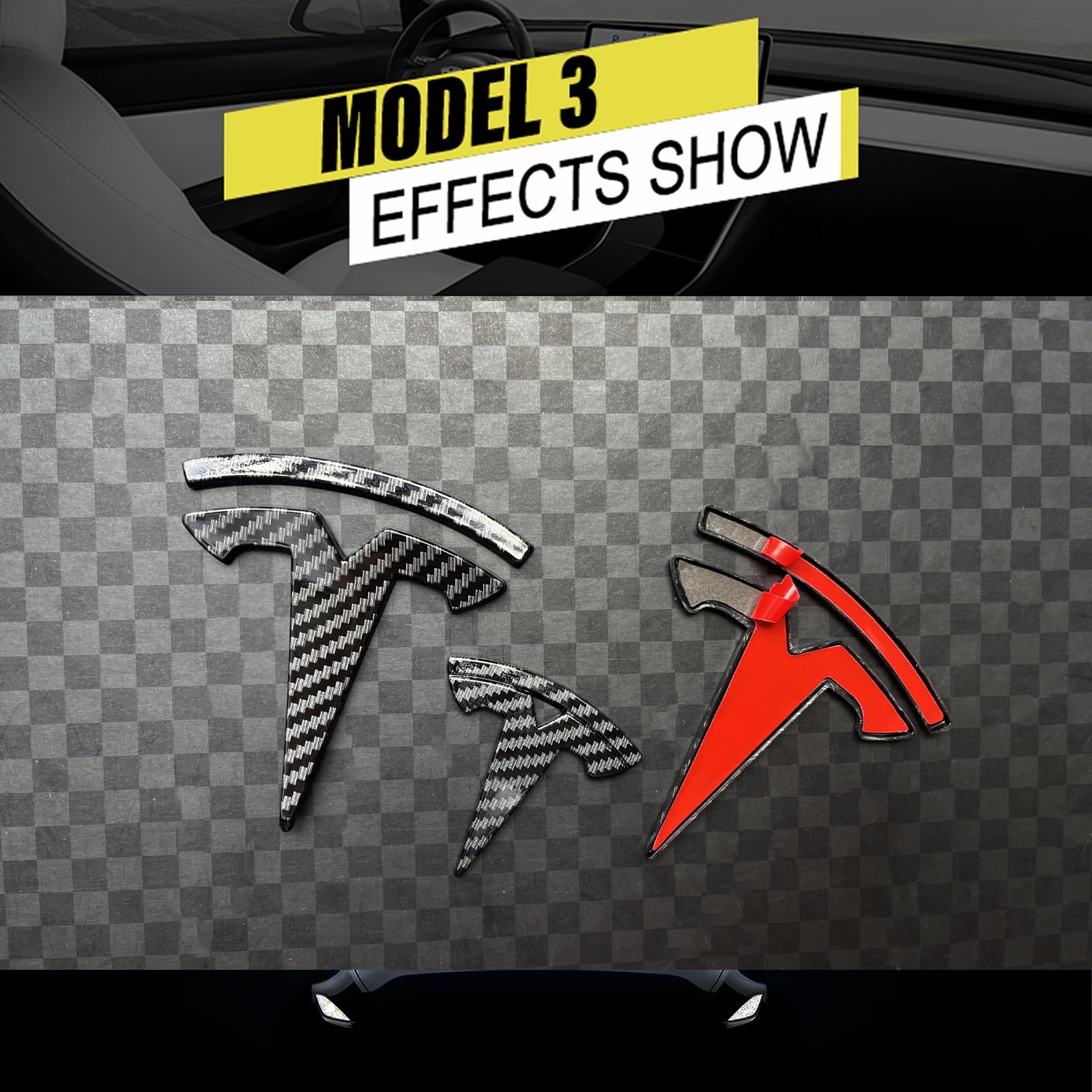 Snapklik.com : Yhcdsea Model 3 Front Trunk/Rear Trunk Logo Cover ...