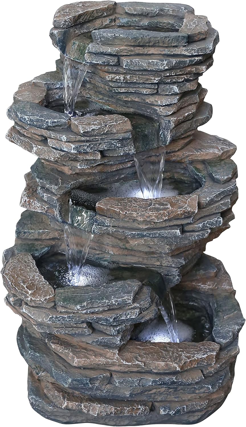 Hereford Slate Falls Solar Powered Water Feature : Amazon.co.uk: Garden