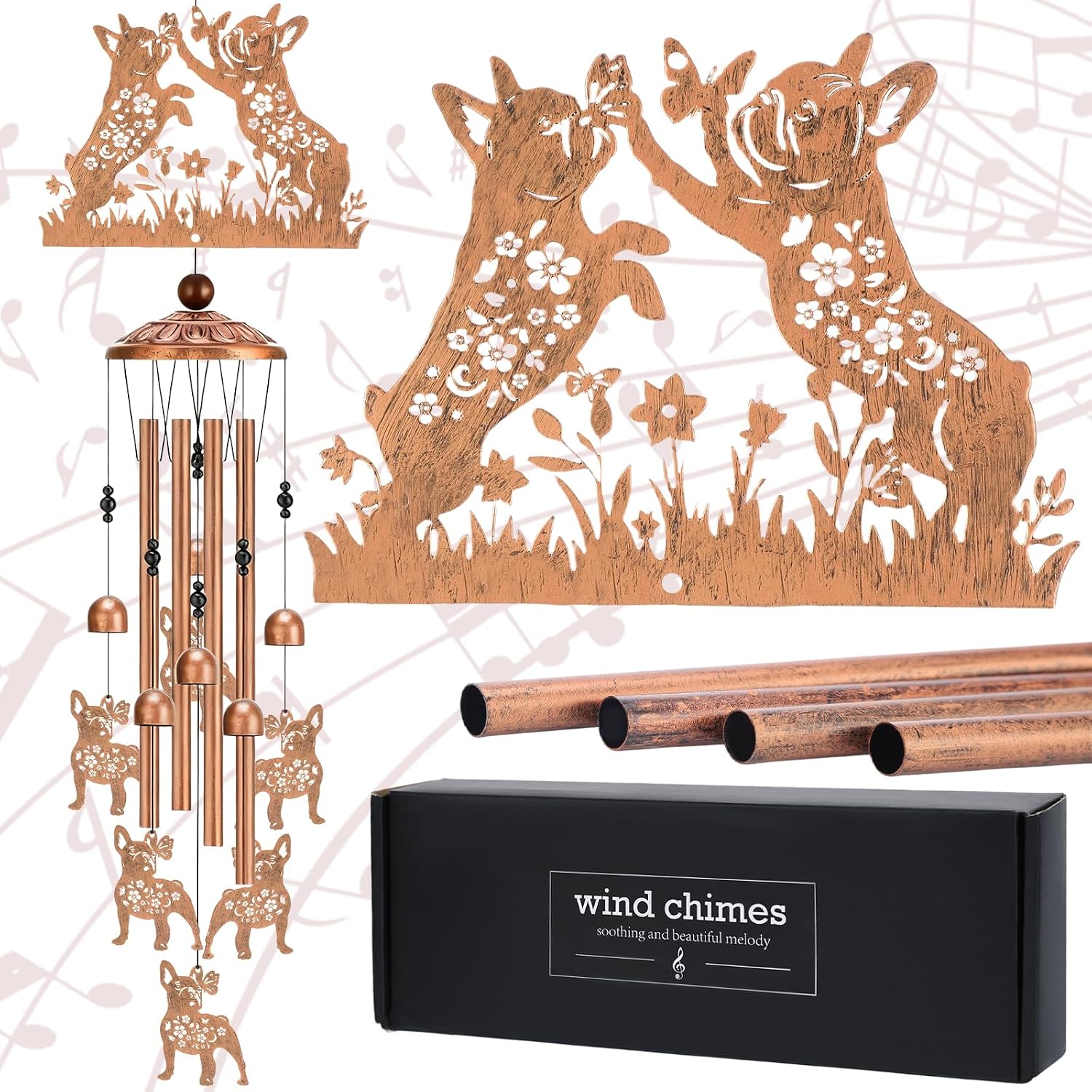 Amazon.com : LIRAVENO French Bulldog Wind Chimes - Frenchie Gifts for ...