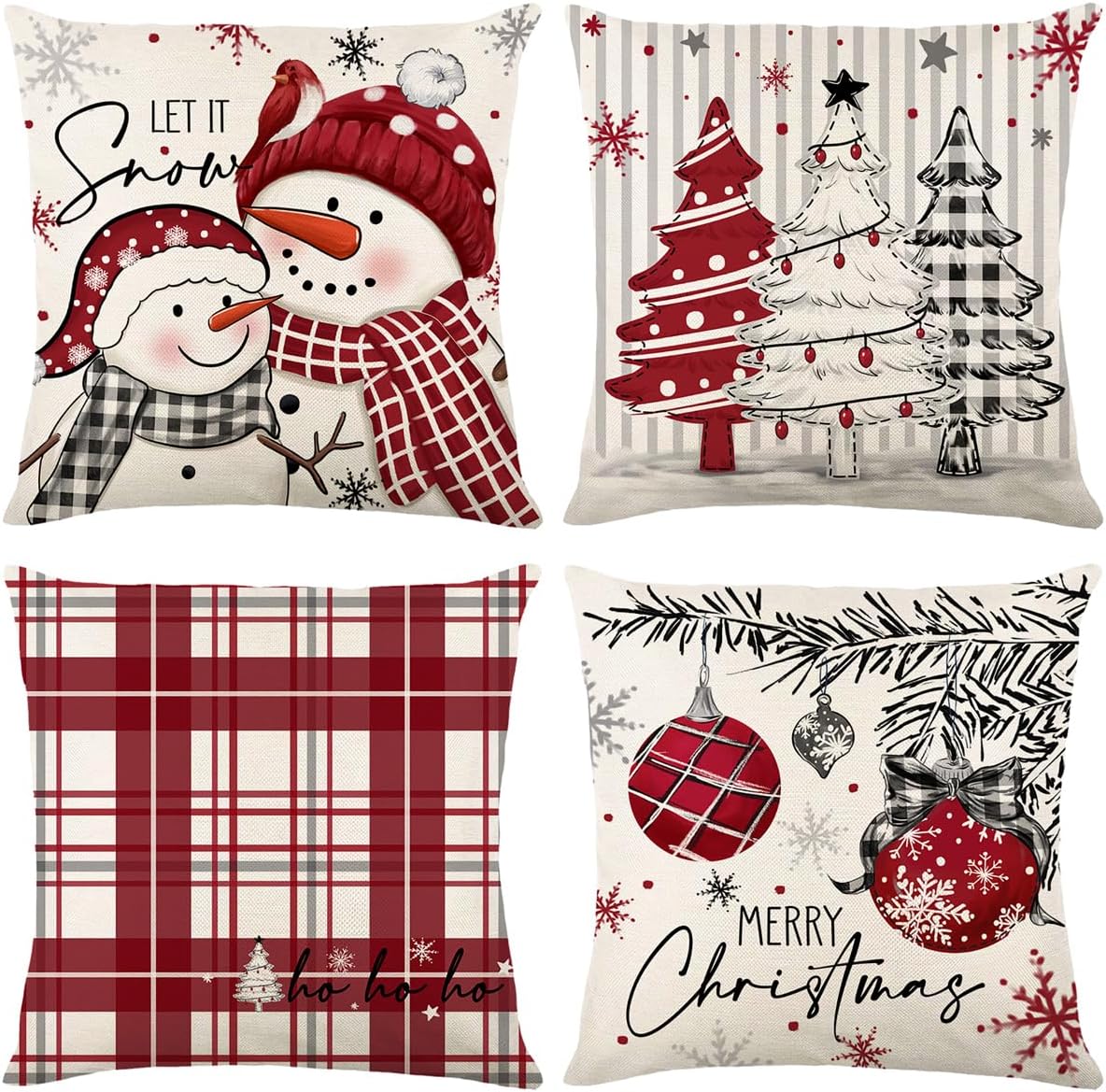 Amazon.com: LITIVY Christmas Pillow Covers Set of 4 for Xmas Decorative ...