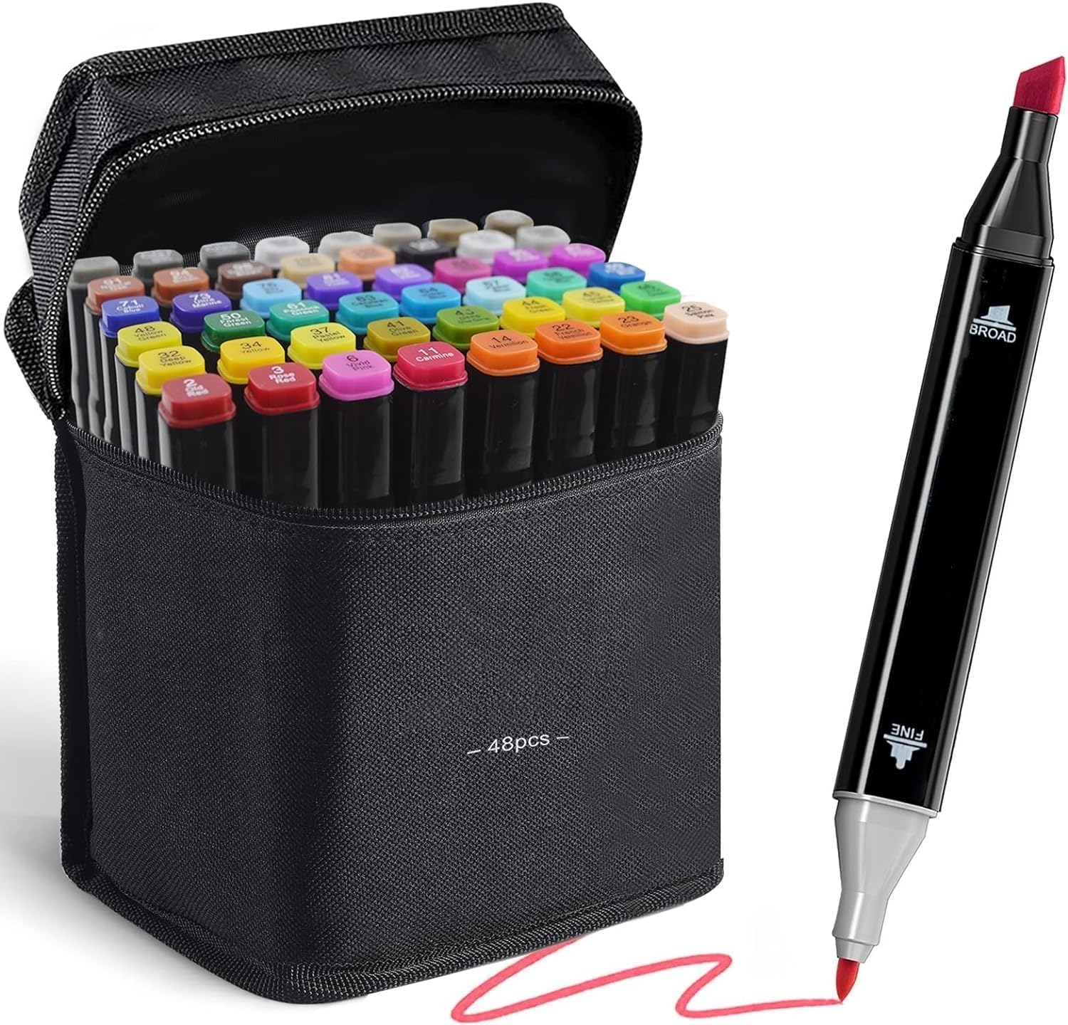 Wynhard Alcohol Markers Set 48 Color Dual Tip Art Markers Set Chisel ...