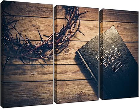 Amazon.com: KLVOS - 3 Panels The Christian Bible Painting and Crown of ...
