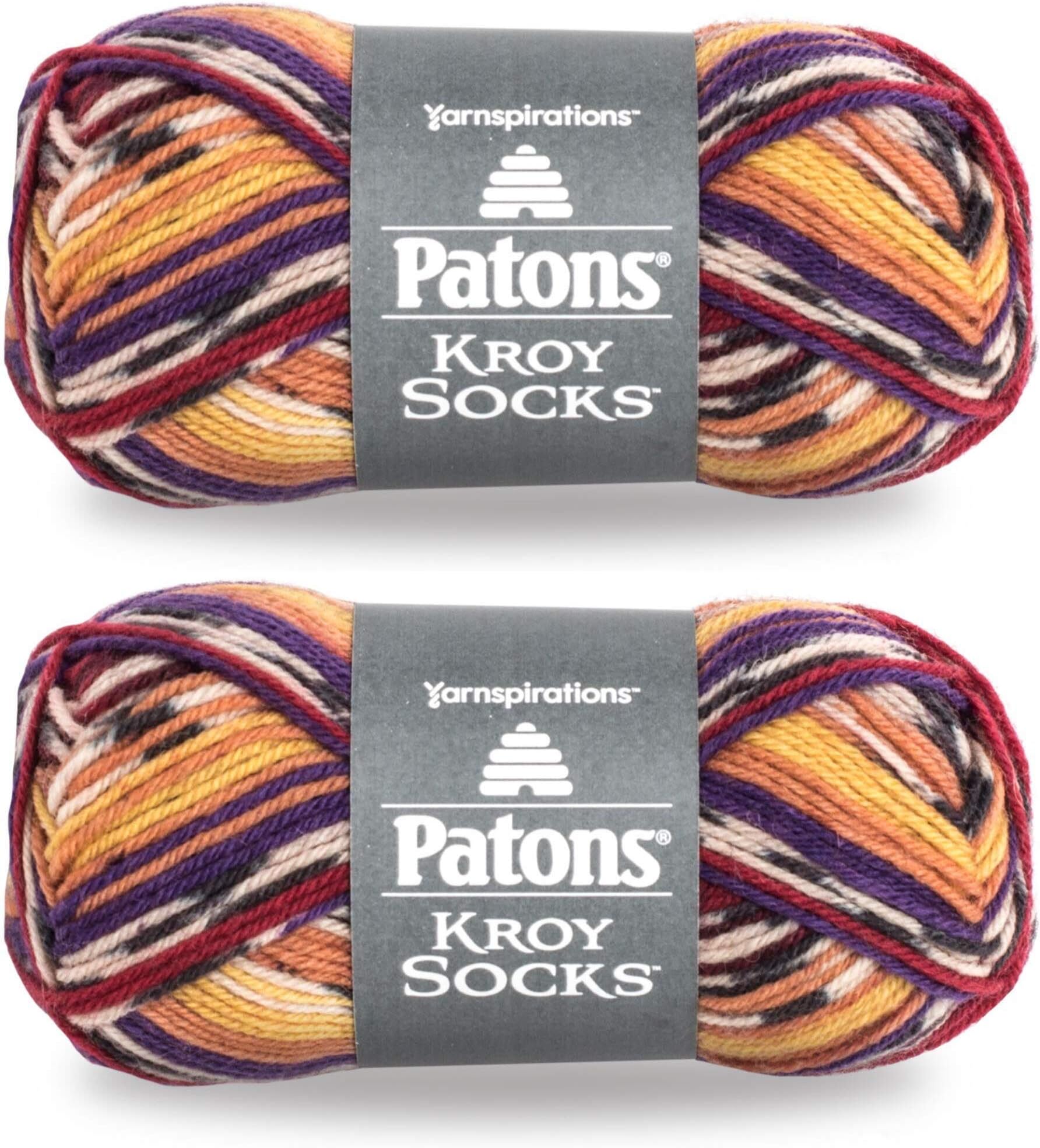 Amazon.com: Patons Kroy Socks Yarn, 2-Pack, Meadow Stripes Plus Pattern