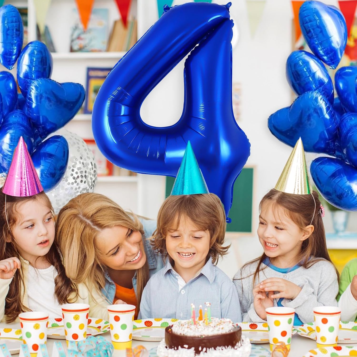 Globo Azul Marino Del Número 4 De 40 Pulgadas Globos Grandes De Aluminio Azul Oscuro Globos