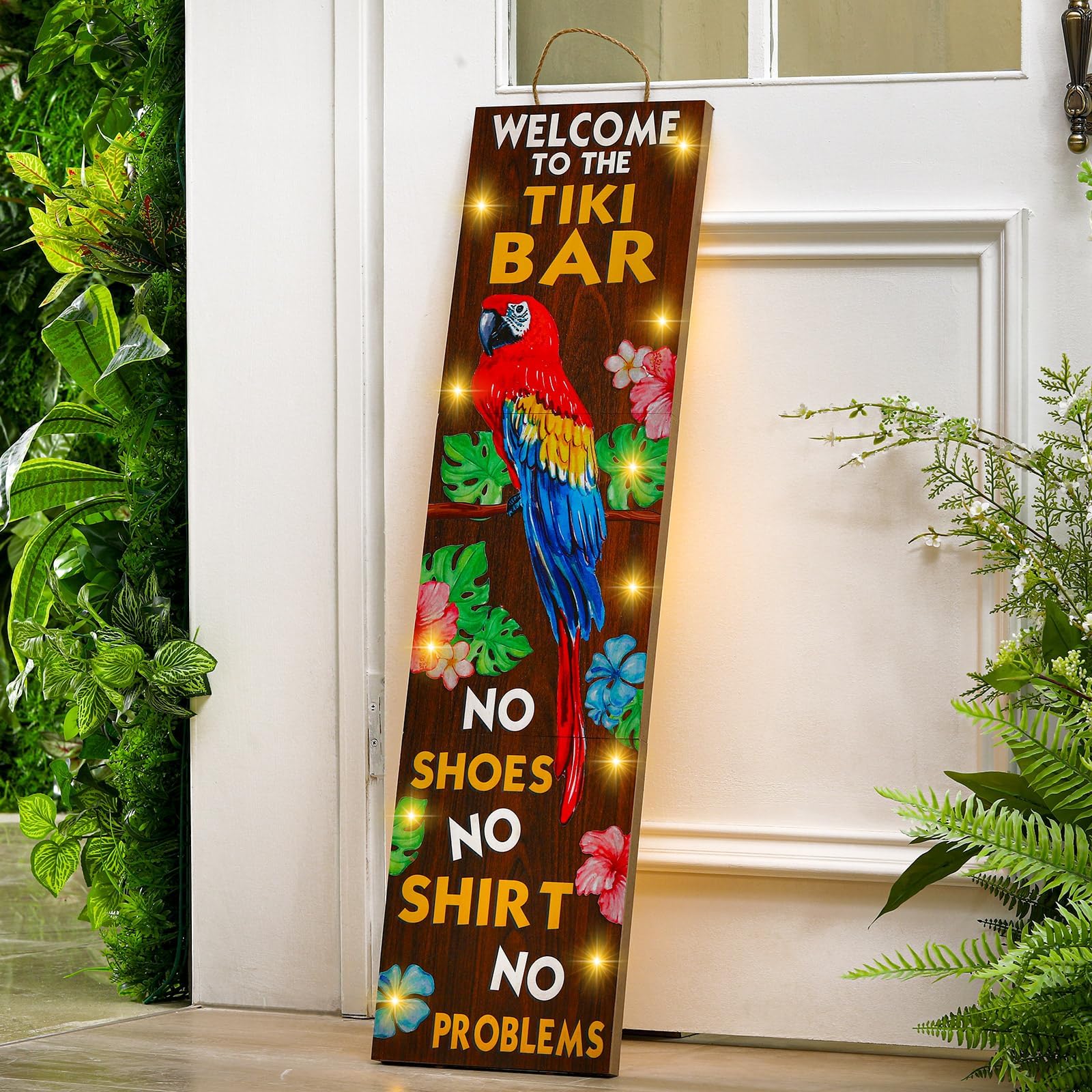 Amazon.com: Geetery LED Tiki Bar Sign Wooden Tiki Bar Decor Hawaiian ...