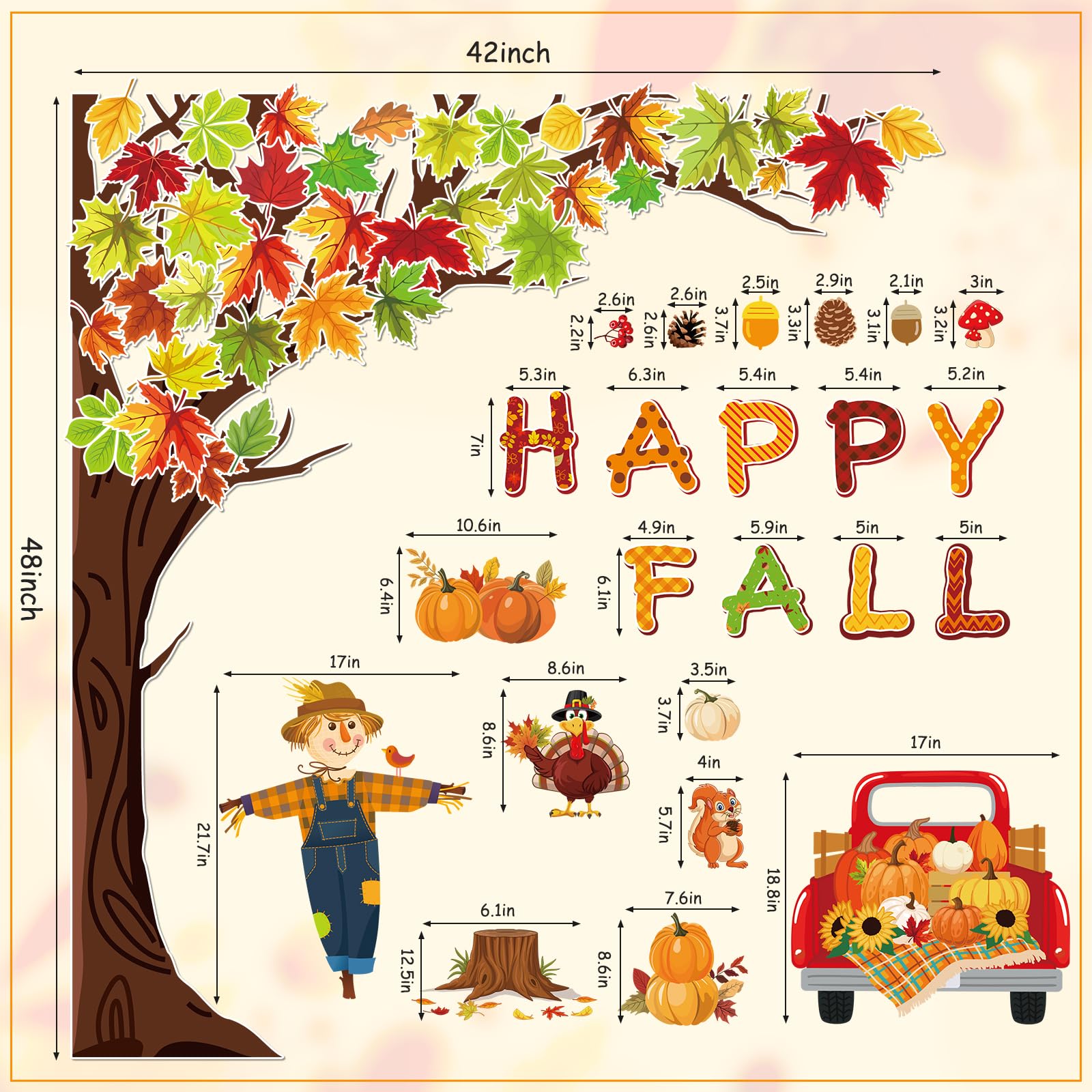 Autumn Decorations 80 Piece Autumn Tree Set - Fall Classroom Decor With ...