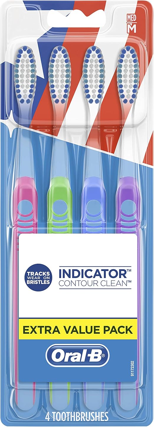 Amazon.com: Oral-B Indicator Contour Clean Toothbrushes, Medium, 4 ...