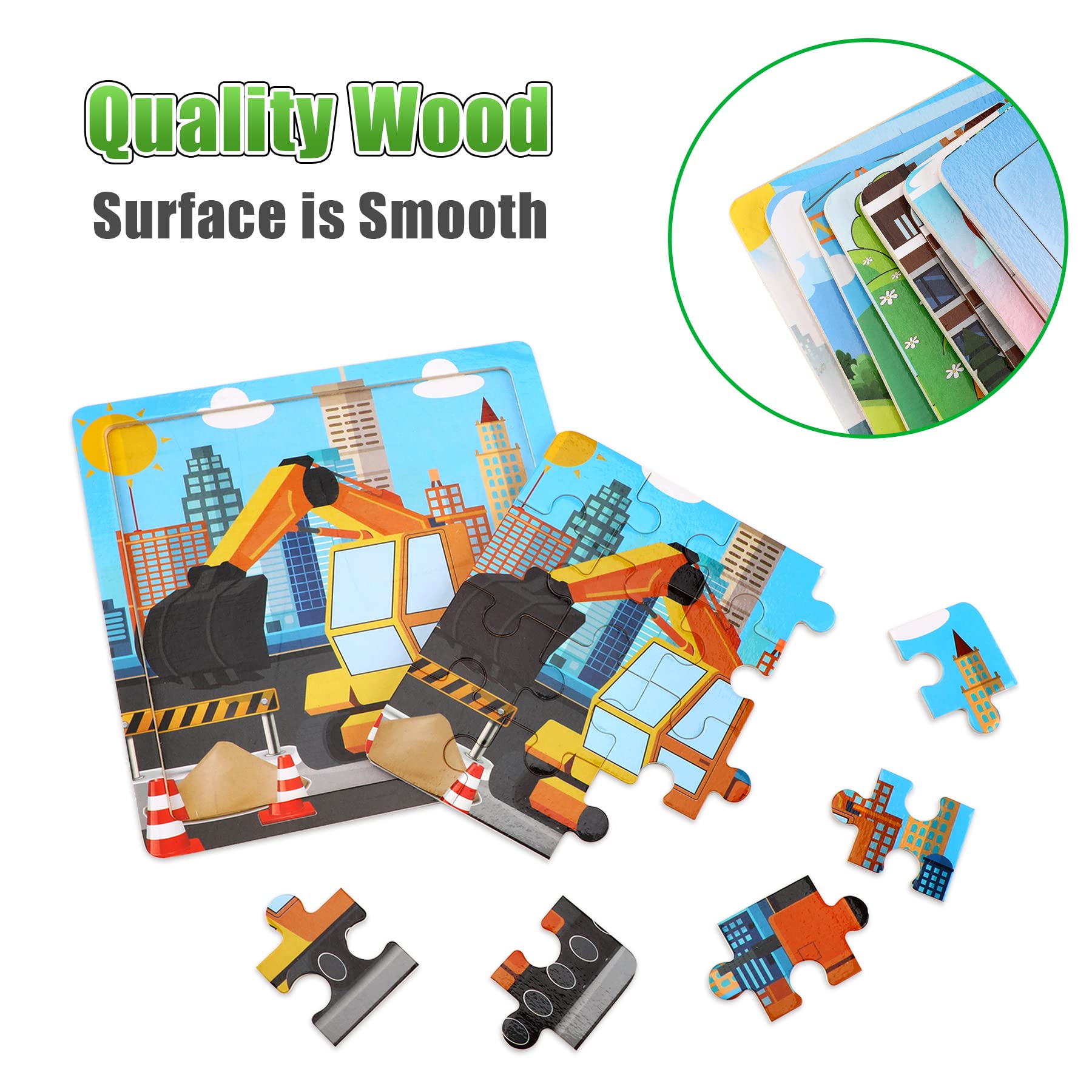 Snapklik.com : SANNIX 12 Pack Wooden Jigsaw Puzzles For Toddlers 3 4 5 ...