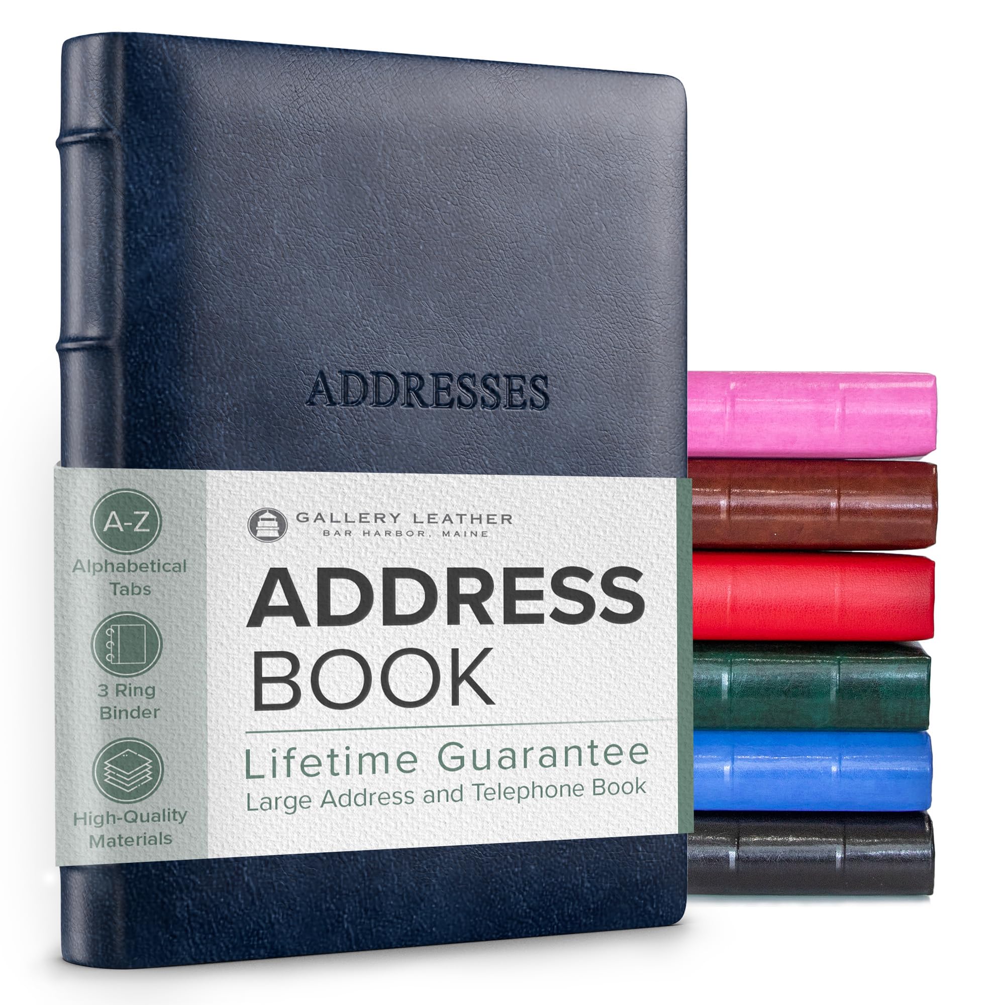 Amazon.com : Gallery Leather Large Address Book with Alphabetical Tabs ...