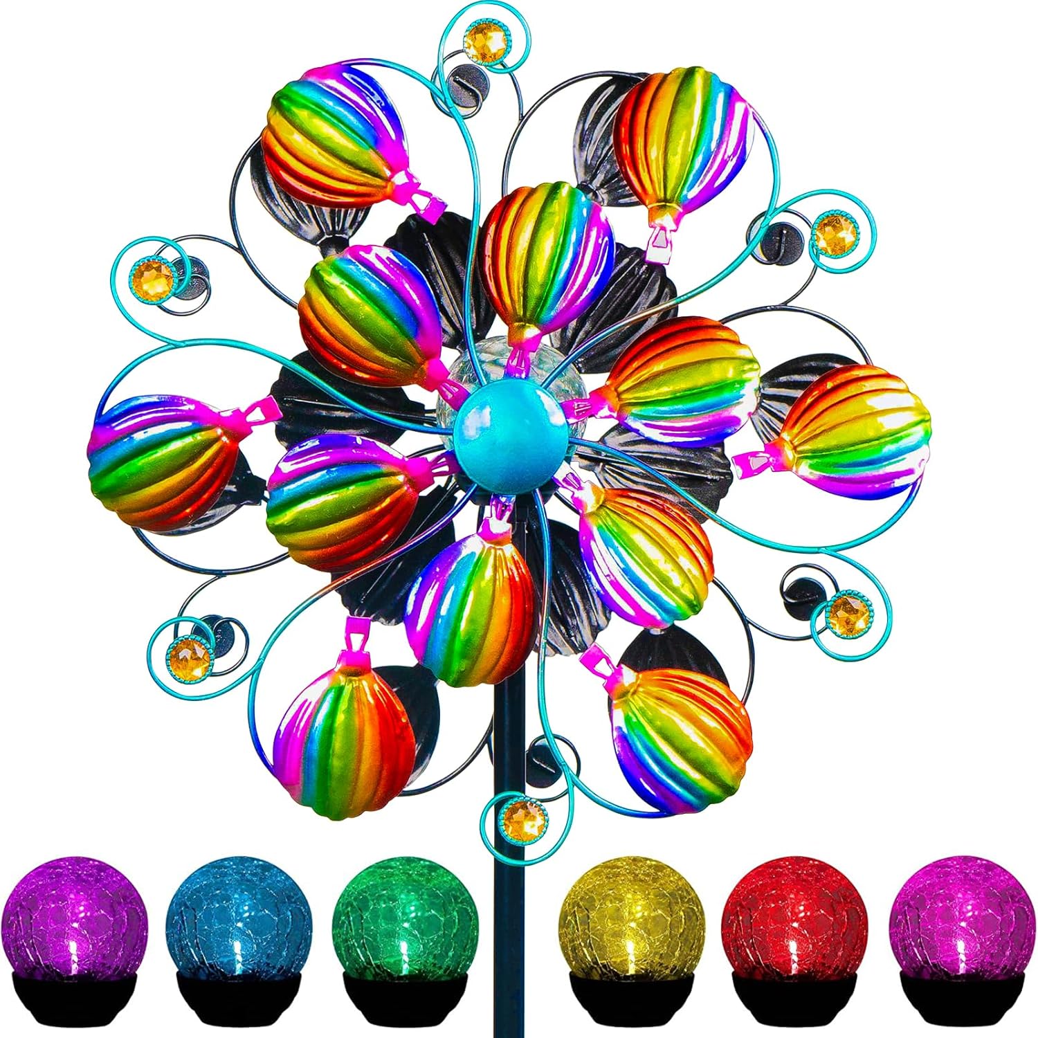 Amazon.com: Solar Wind Spinner, 58.2 Inch Metal Stake Yard Spinners ...