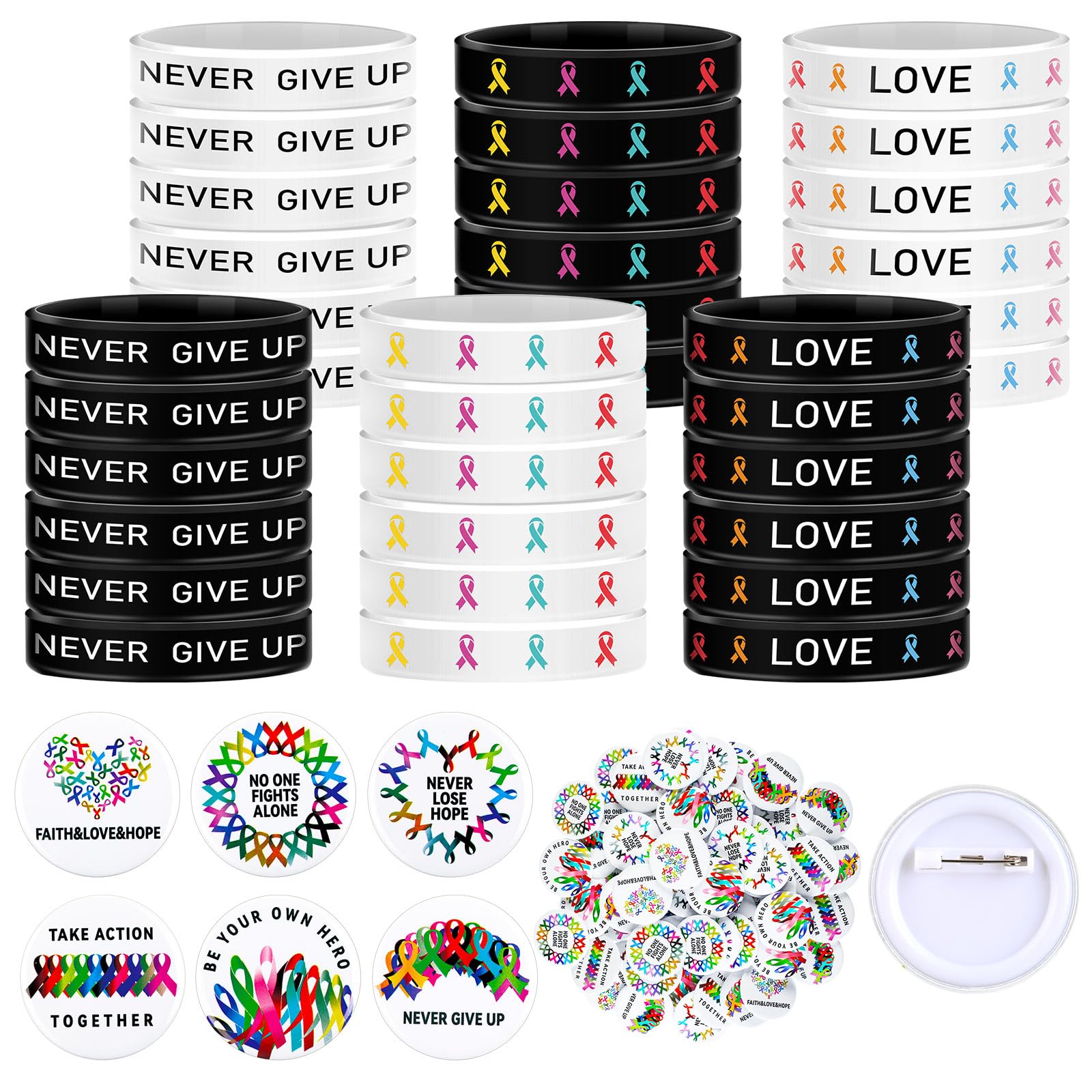 Amazon.com: Wavyknot 72 Pcs Cancer Awareness Accessories Include 36 All ...