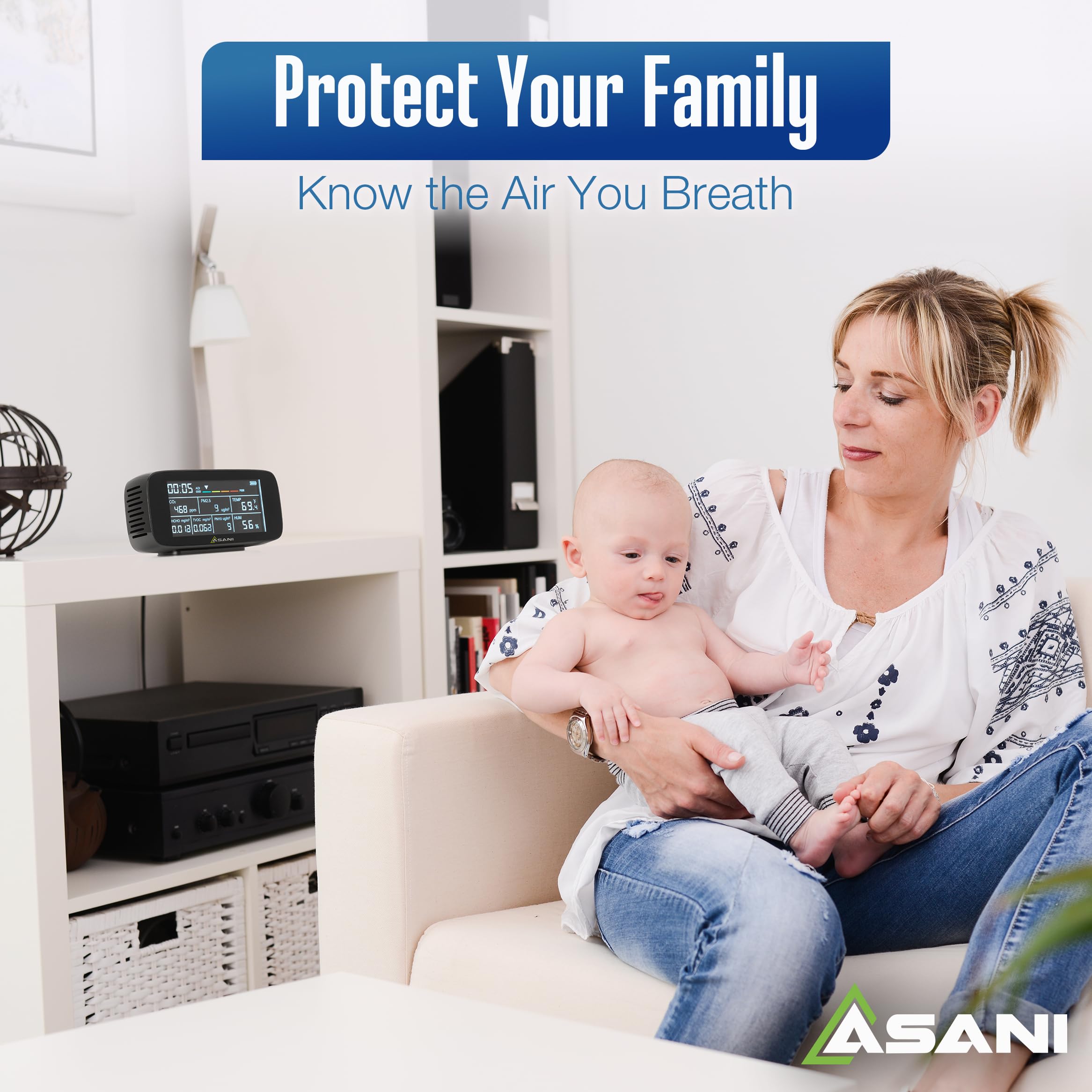 Snapklik.com : Asani Indoor Air Quality Monitor - 9-in-1 Portable Use ...