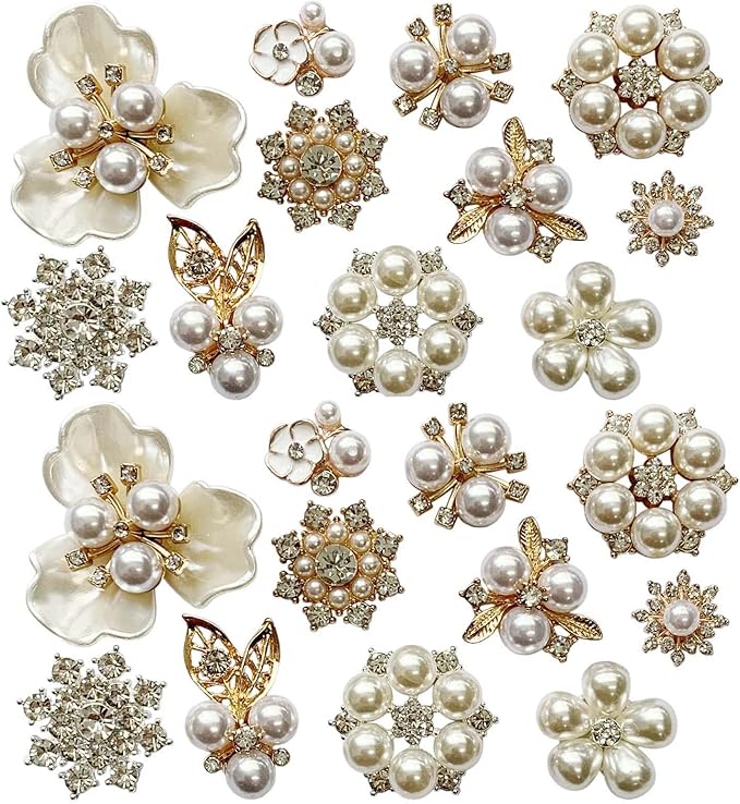 Amazon.com: Qililandiy 22 Pieces Pearl Rhinestone Buttons Rhinestone ...