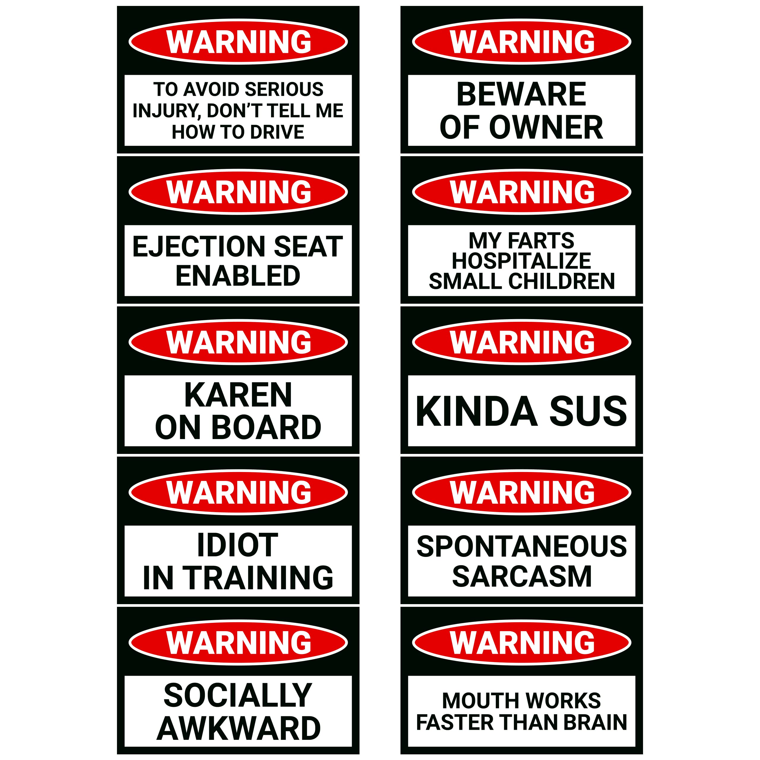 Amazon.com: Super Funny, Prank Warning Bumper Stickers - 10 Pack 3x5 ...