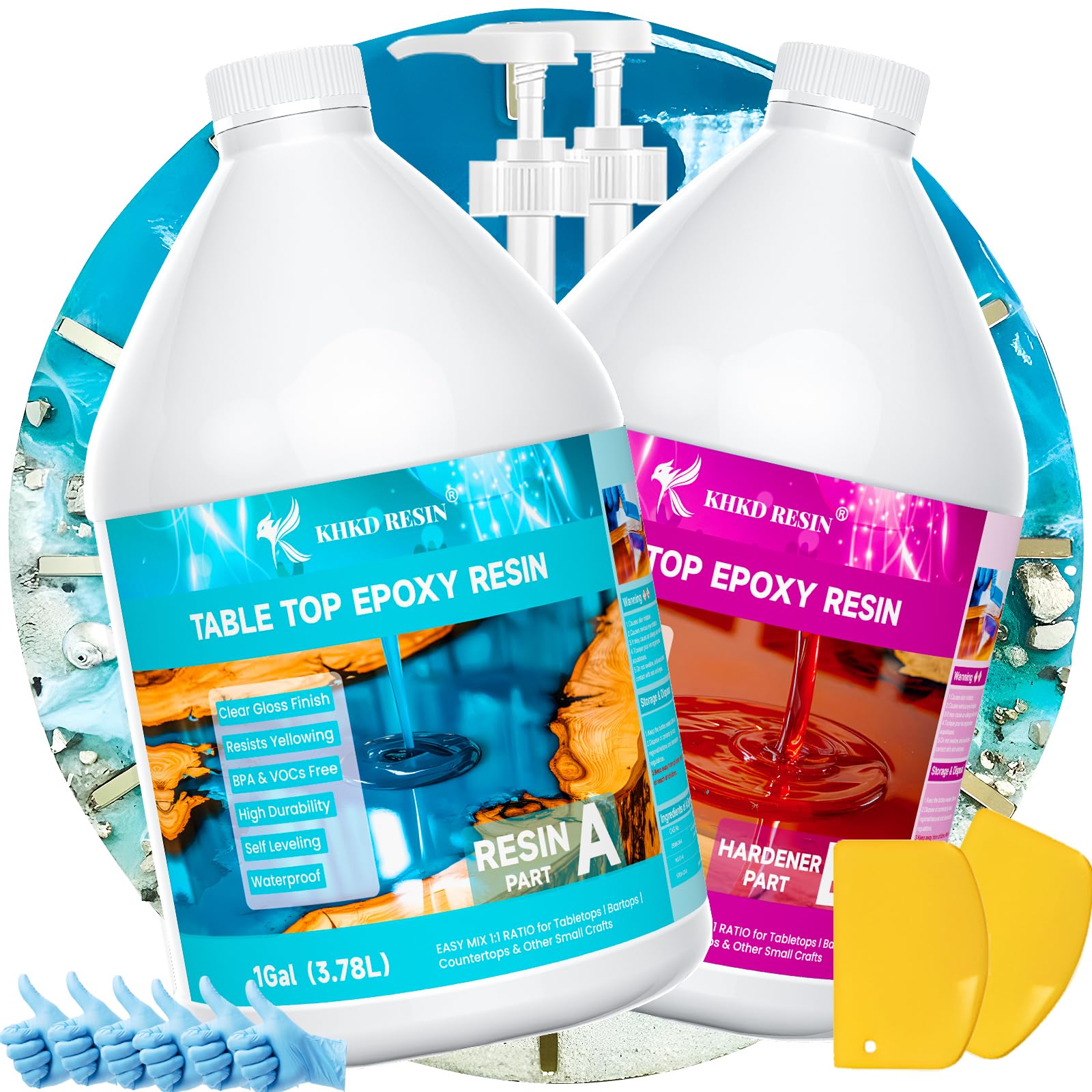 Snapklik.com : KHKD RESIN Table Top Epoxy Resin Kit - 2 Gallon Crystal ...