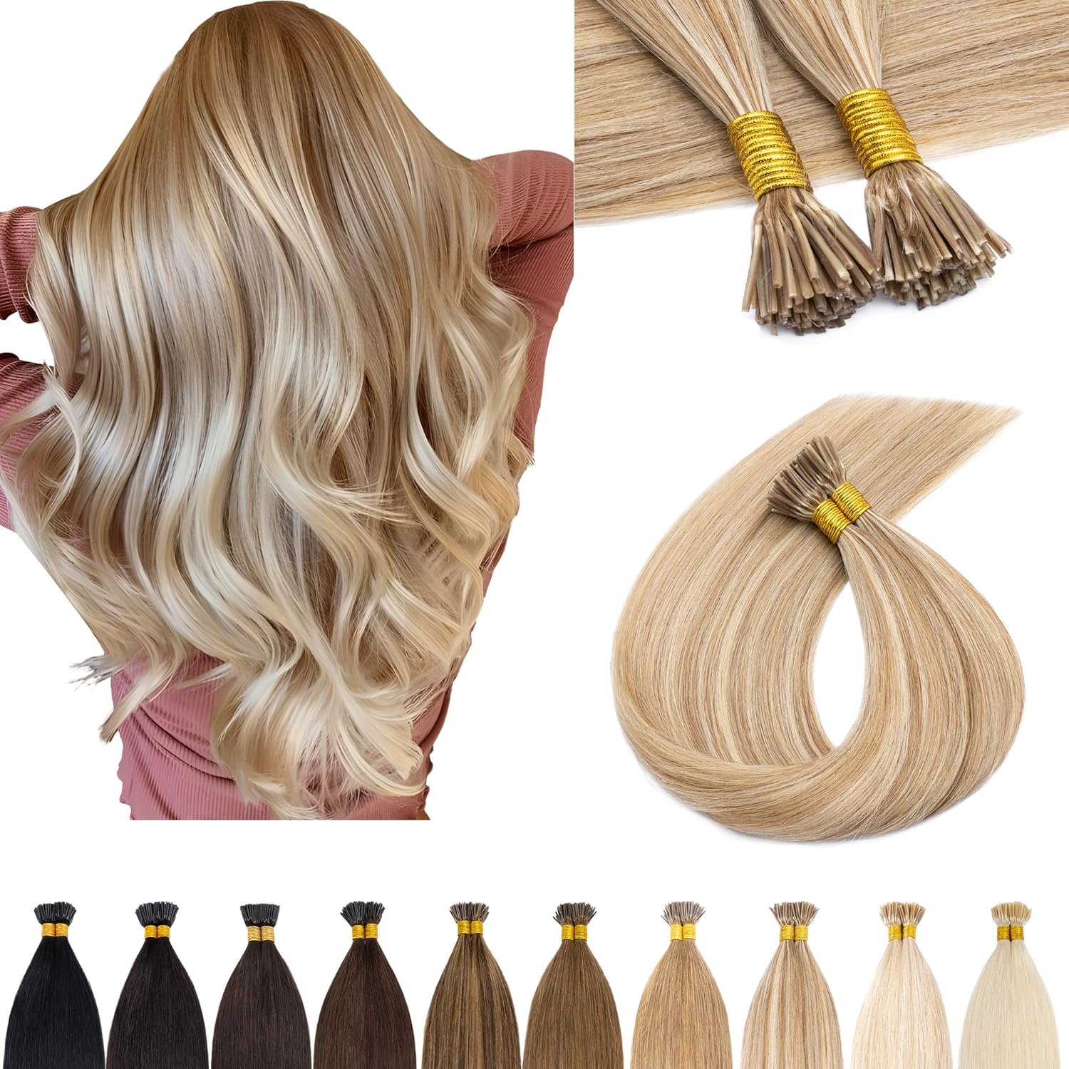 Amazon.com : SEGO I Tip Hair Extensions Human Hair Keratin Pre Bonded ...