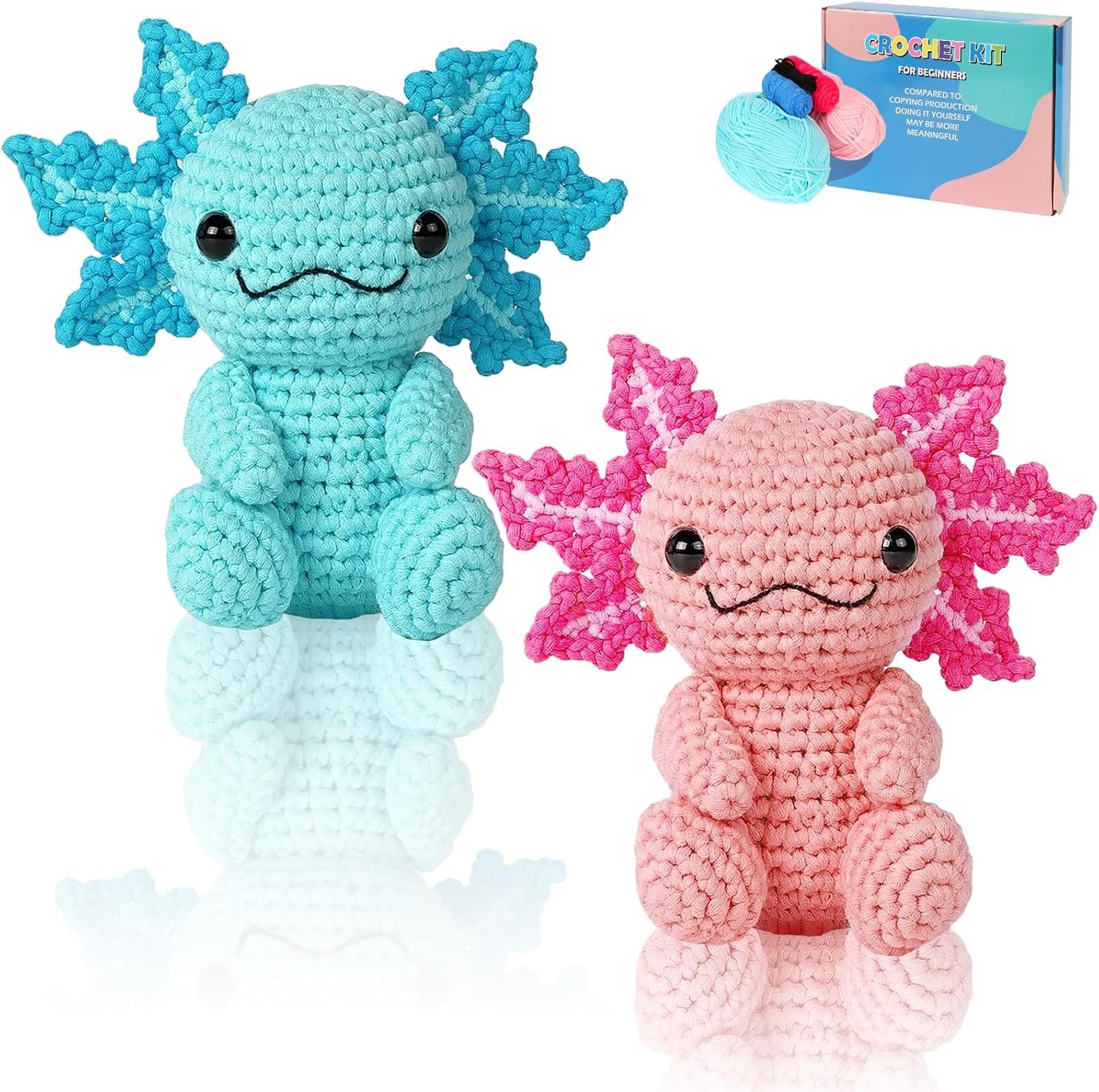 Snapklik.com : Crochet Kit For Beginners Adults Kids, 2 Pack Axolotls ...