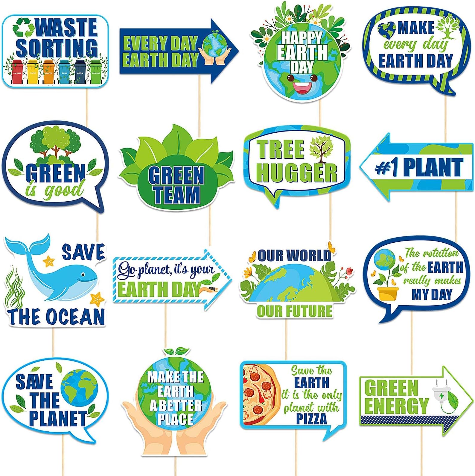 Amazon.com: 16Pcs Earth Day Photo Booth Props Kit Happy Earth Day Party ...