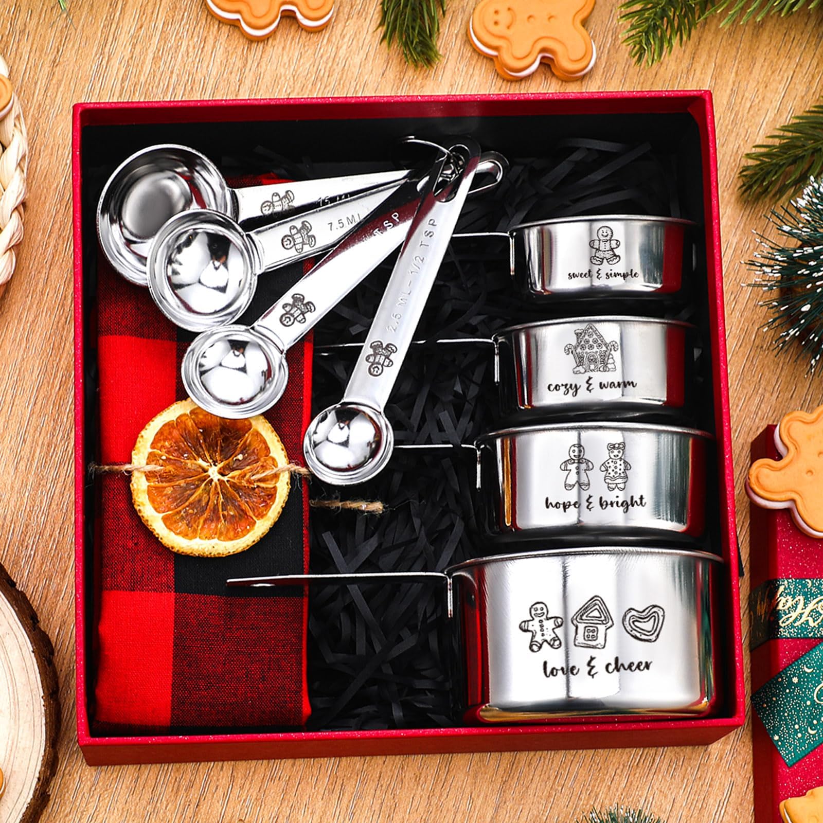 Amazon.com: Nuogo 10 Pcs Christmas Measuring Cups and Spoons Set ...