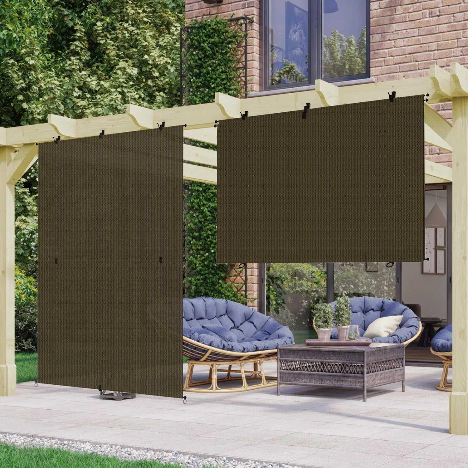 Amazon.com: Bynbbur Outdoor Shade 6' x 6' Brown Roller Shade Foldable ...