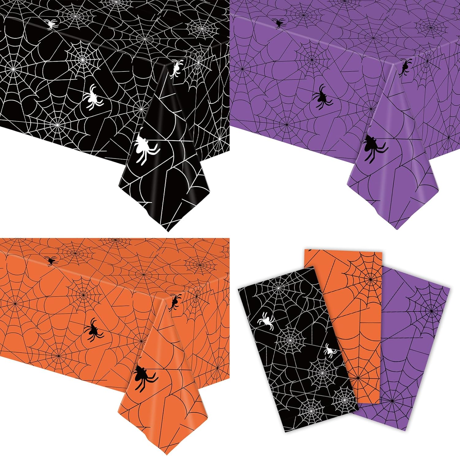 Amazon.com: 3-Piece 54 x 108 Inch Spider Web Plastic Tablecloth ...