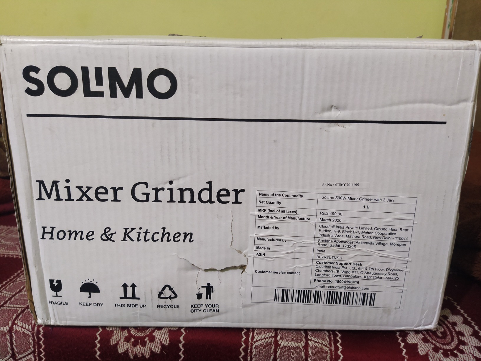 Buy Amazon Brand - Solimo 500W Mixer Grinder (ISI certified) with 3 ...