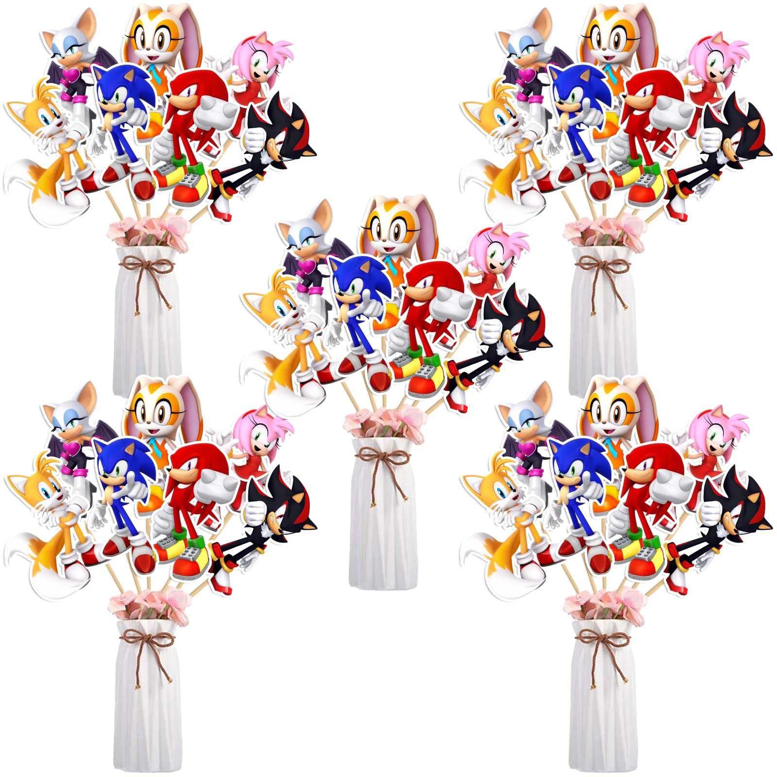 Buy Sonic Birthday Party Supplies, 28PCS Centerpieces Decorations Stick ...
