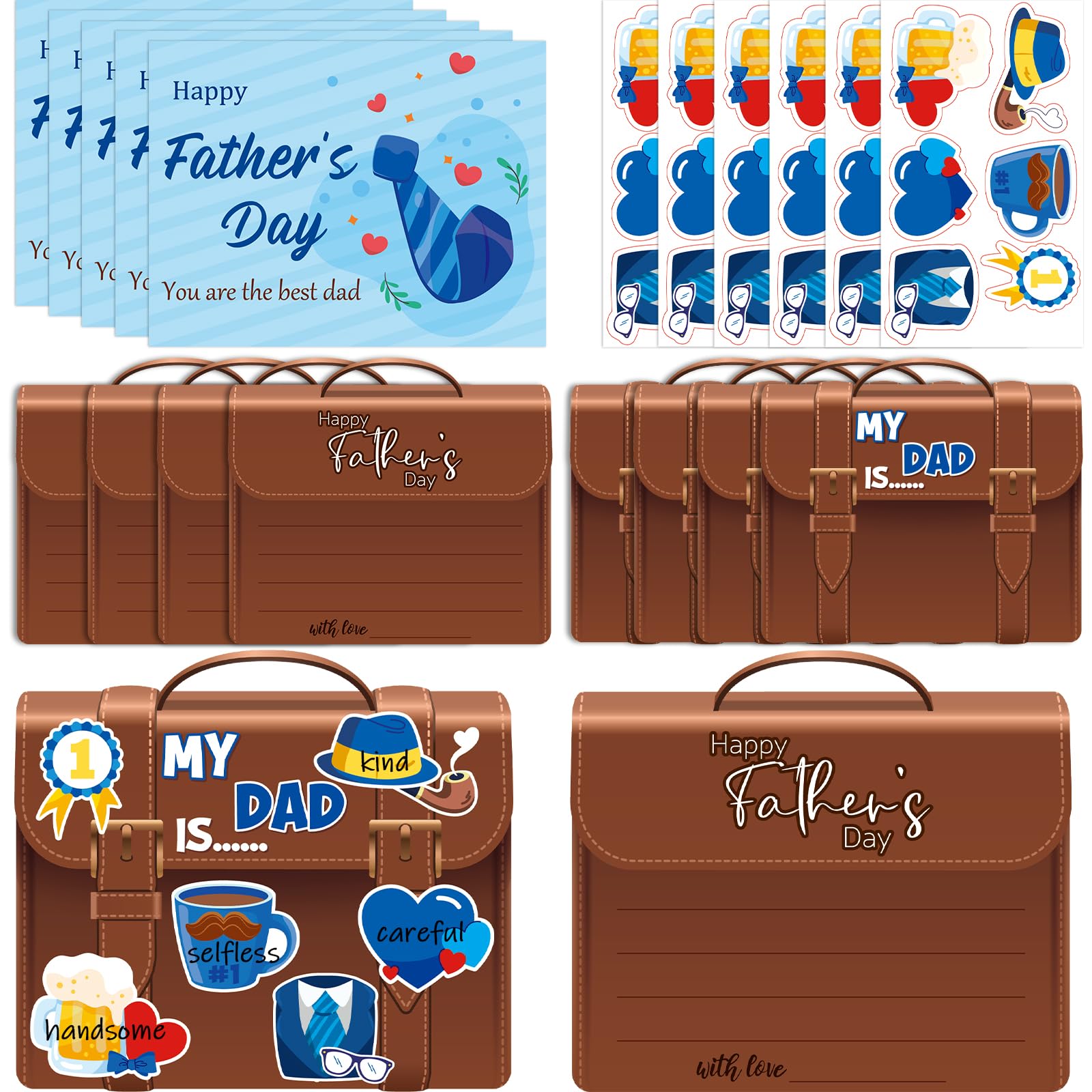 Amazon.com: Wiooffen 24 Pack Father's Day Card Making Kits DIY Handmade ...
