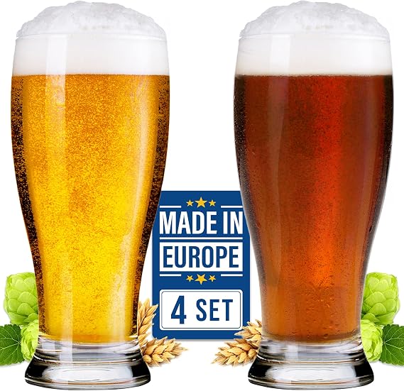 CRYSTALIA Luxus Biergläser Set of 4, 570ml 100% BLEIFREI Pint Gläser ...