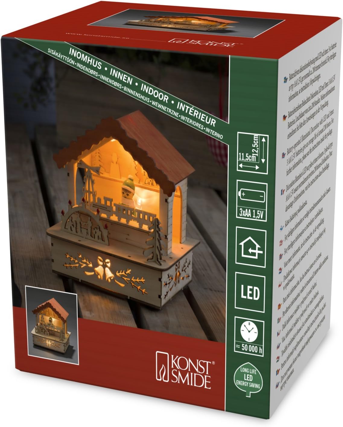 Konstsmide 2821-100 LED Wooden Market Stall “Toy Seller” with Orange ...