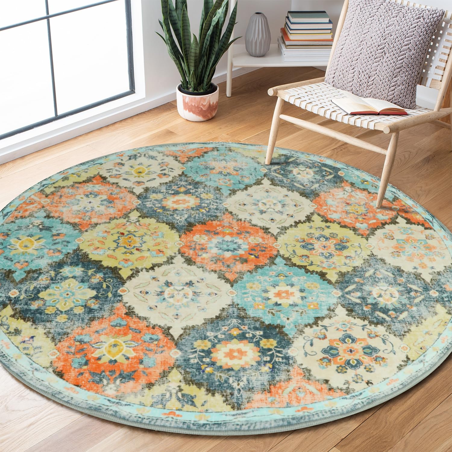 Amazon.com: ZHZJCKSHB Washable Round Area Rugs with Colorful Print for ...