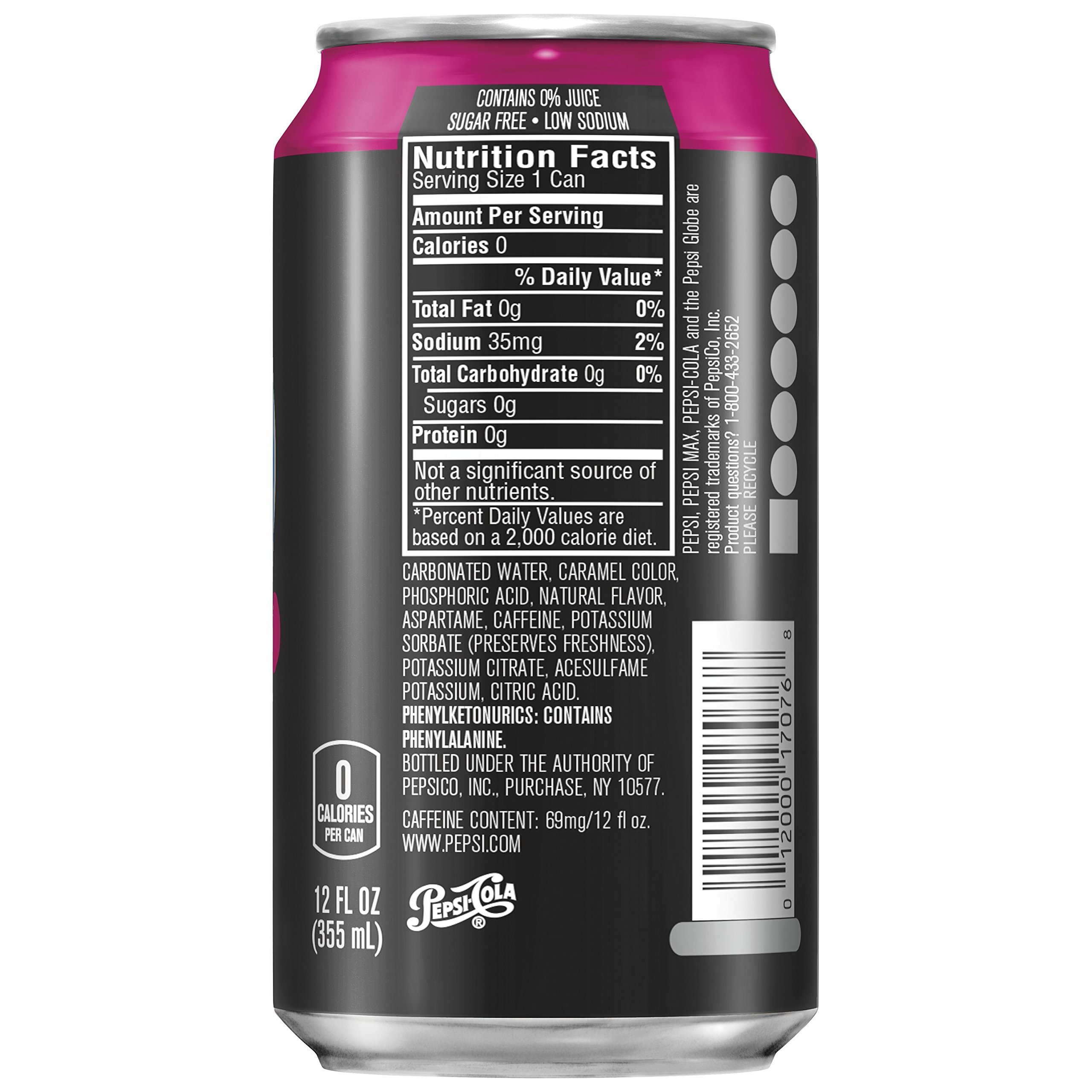 Pepsi Nutrition Label 12 Oz