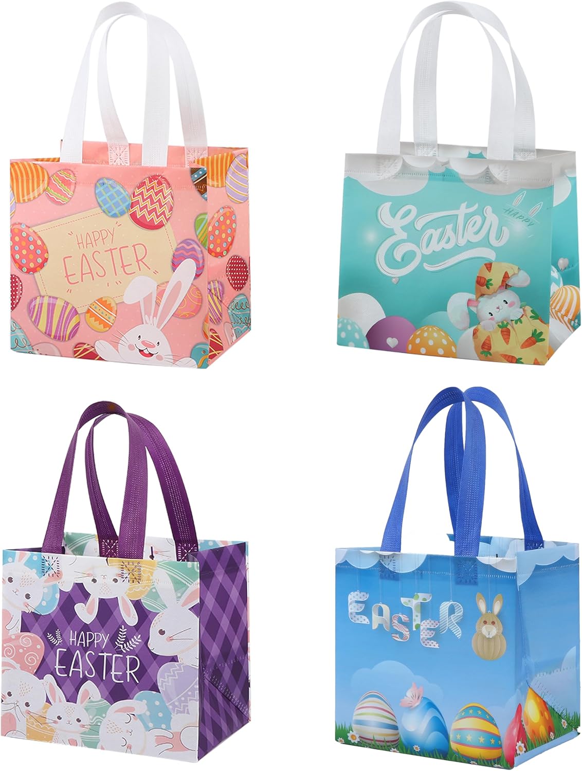 4PCS Easter Egg Hunt Bags,Easter Egg Gift Bags with Handle, Easter ...