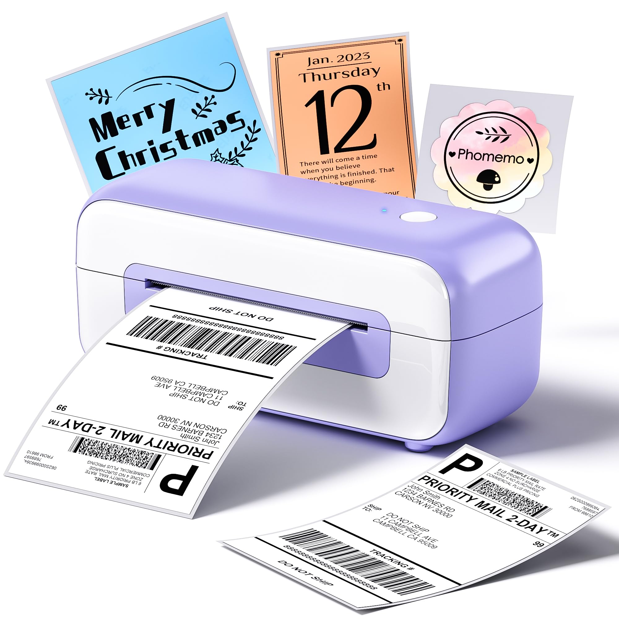 Phomemo Thermal Label Printer 4x6 Shipping Label Printer Purple, USB ...