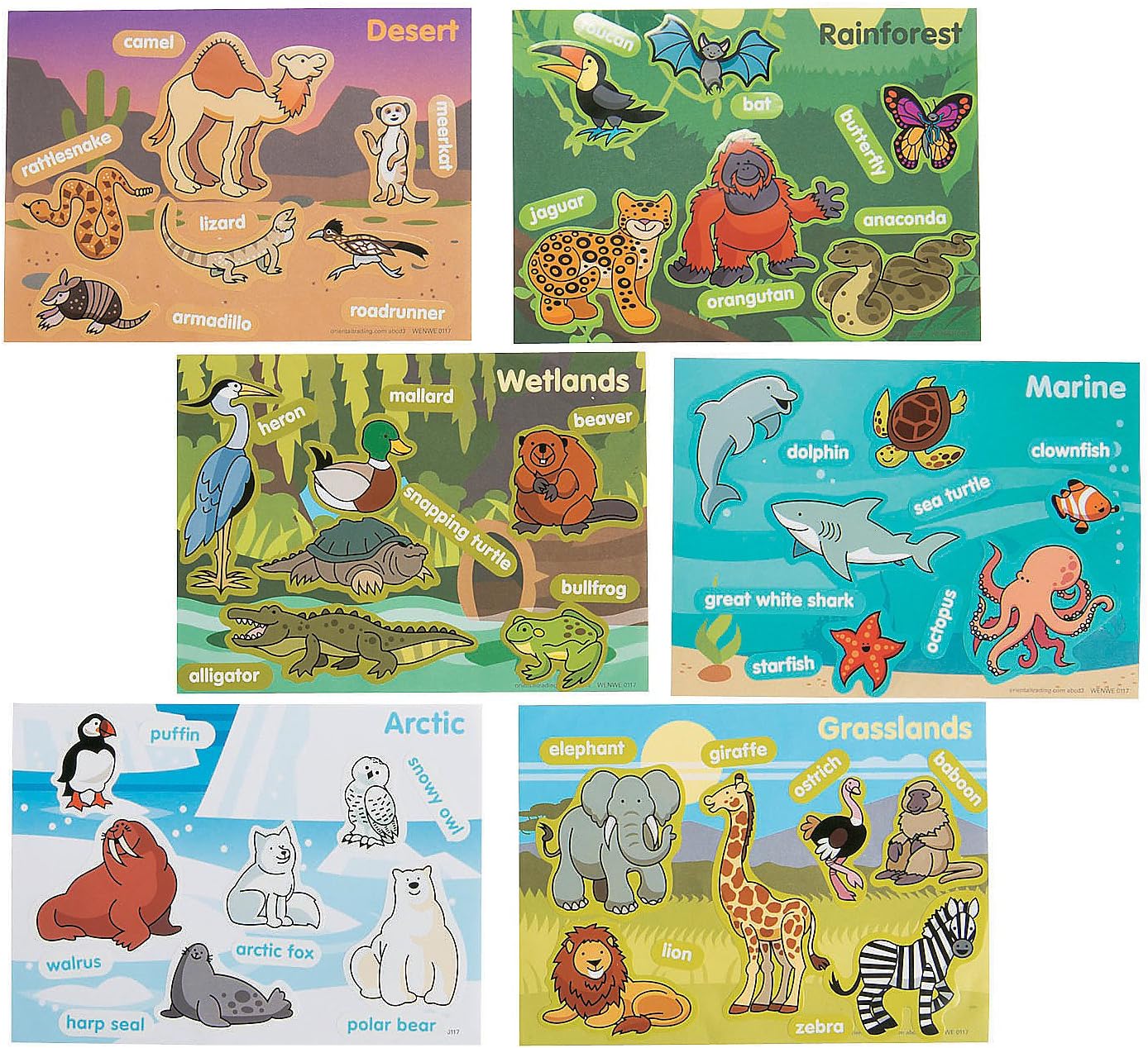 Amazon.com: Fun Express Animal Habitat Mini Sticker Scenes - 24 Pieces ...