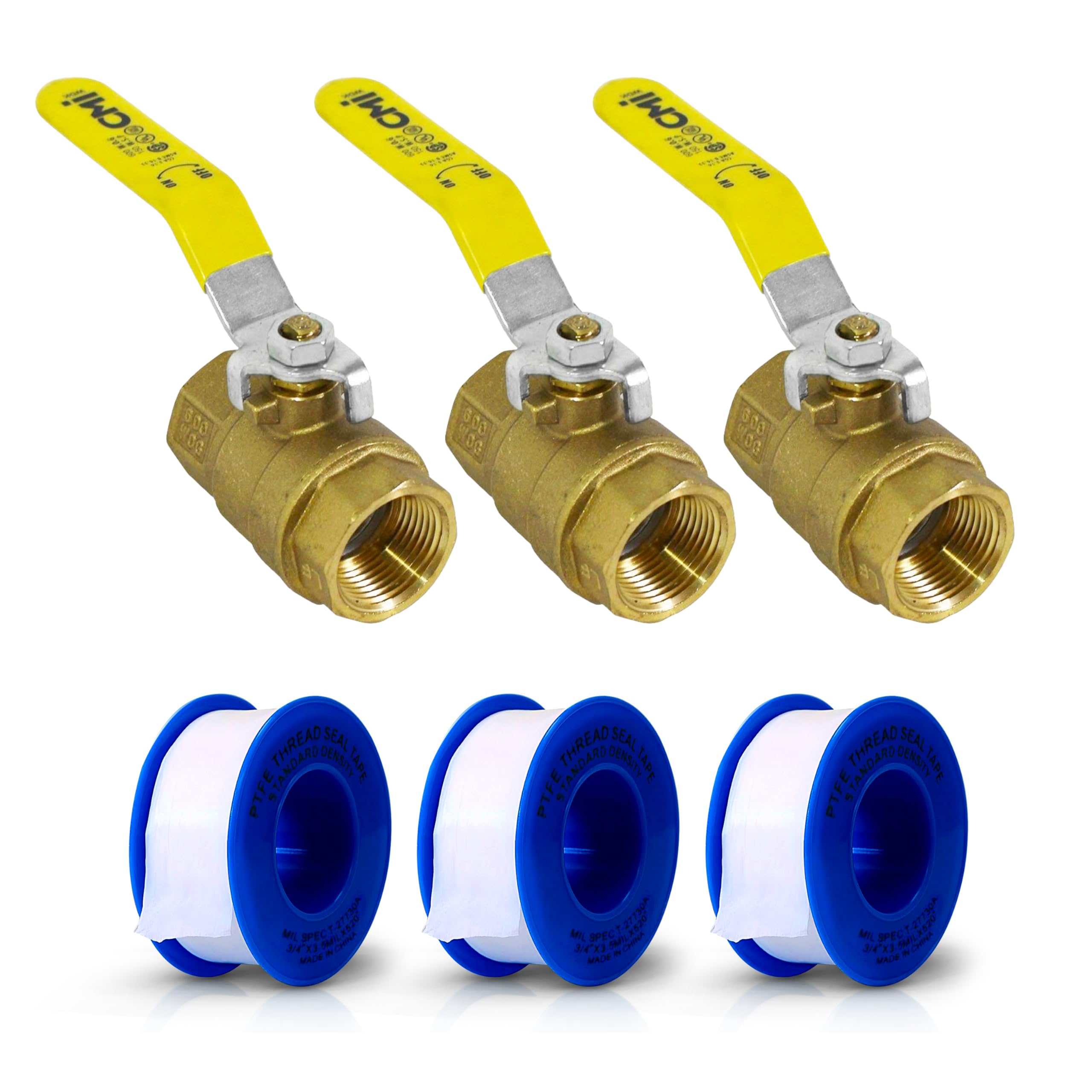 CMI Inc - 2-1/2" Brass Ball Valve, Female Threaded Full Port, NPT Water ...