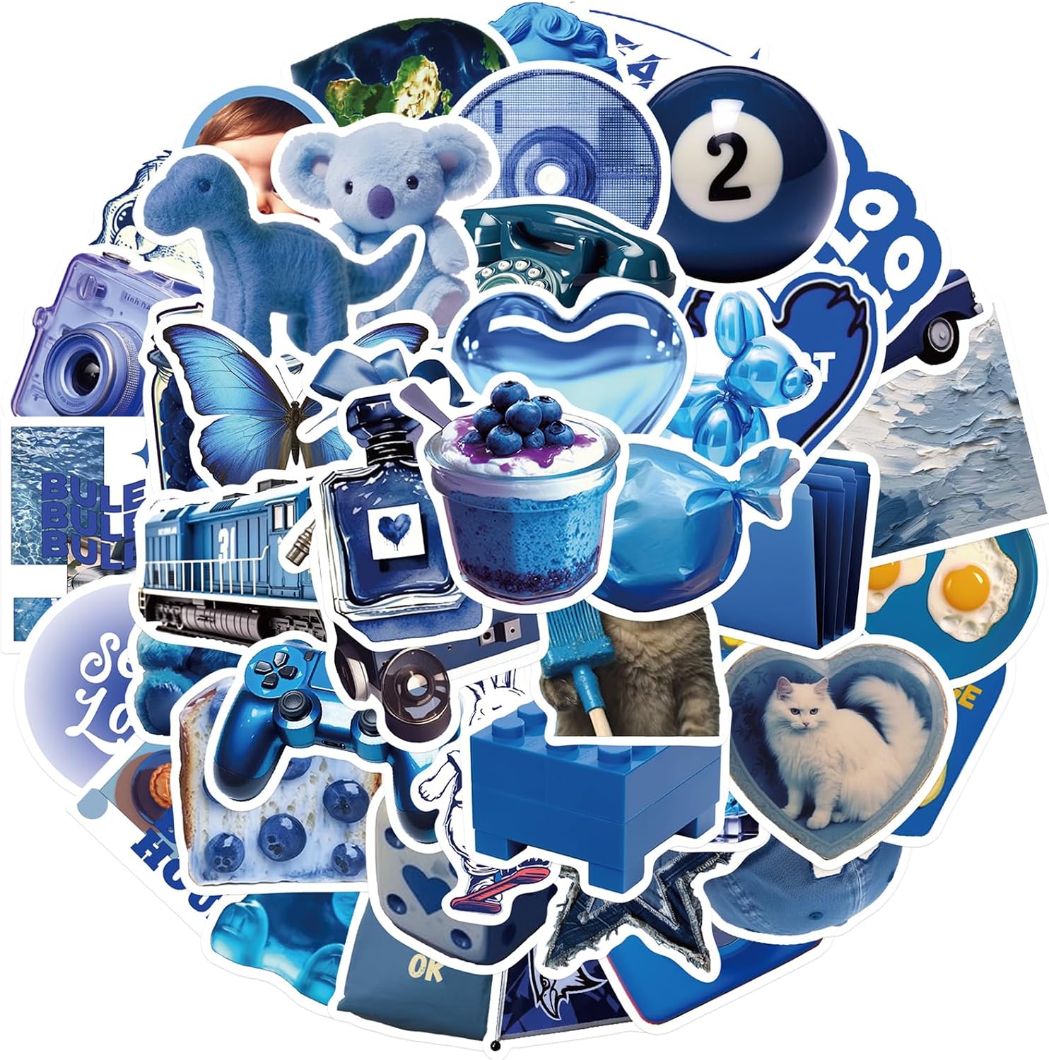 Amazon.com: 50Pcs Cute Blue Girl Stickers Waterproof Vinyl Y2K Blue ...