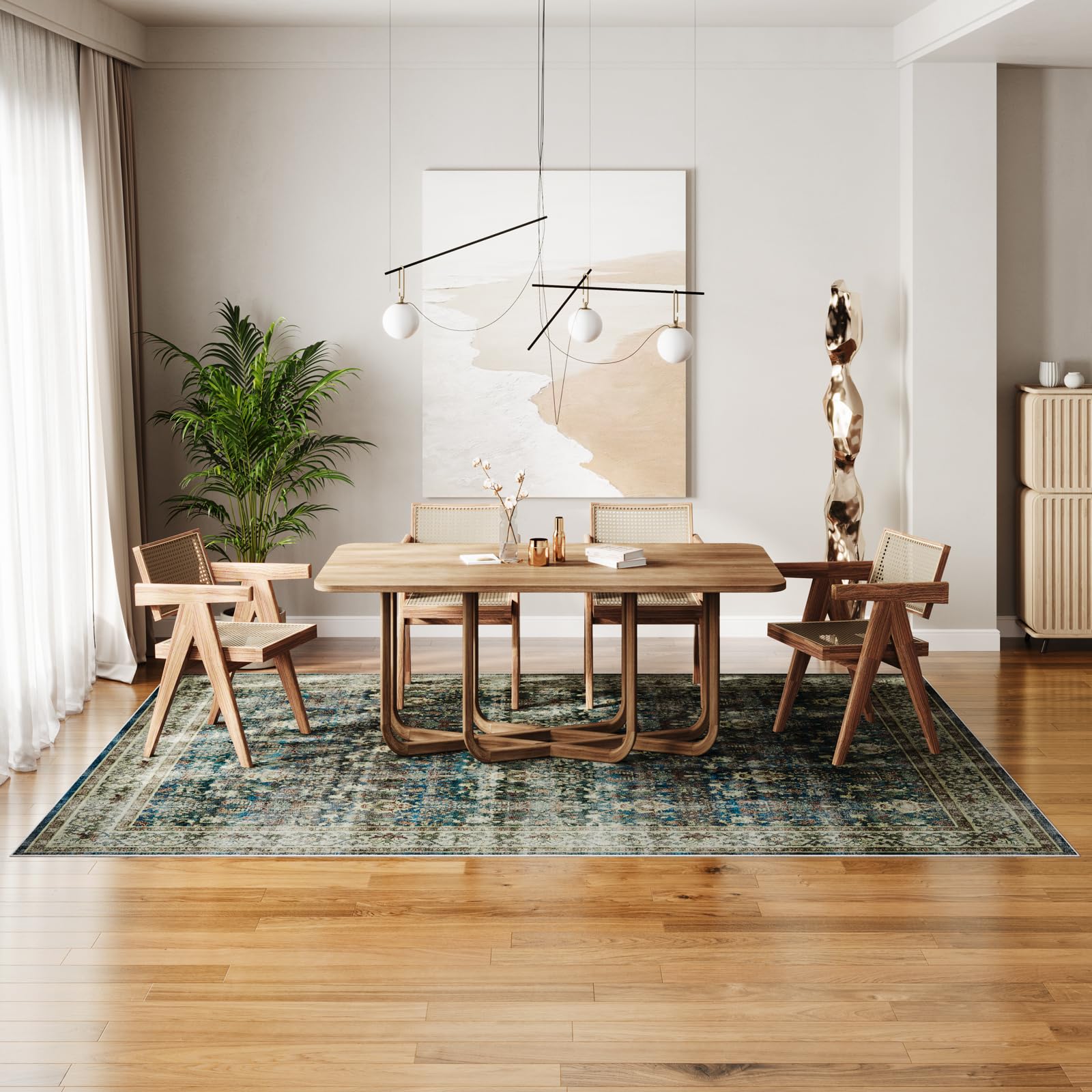 Dripex 8x10 Area Rugs - Stain Resistant Washable Rug Distressed Boho ...