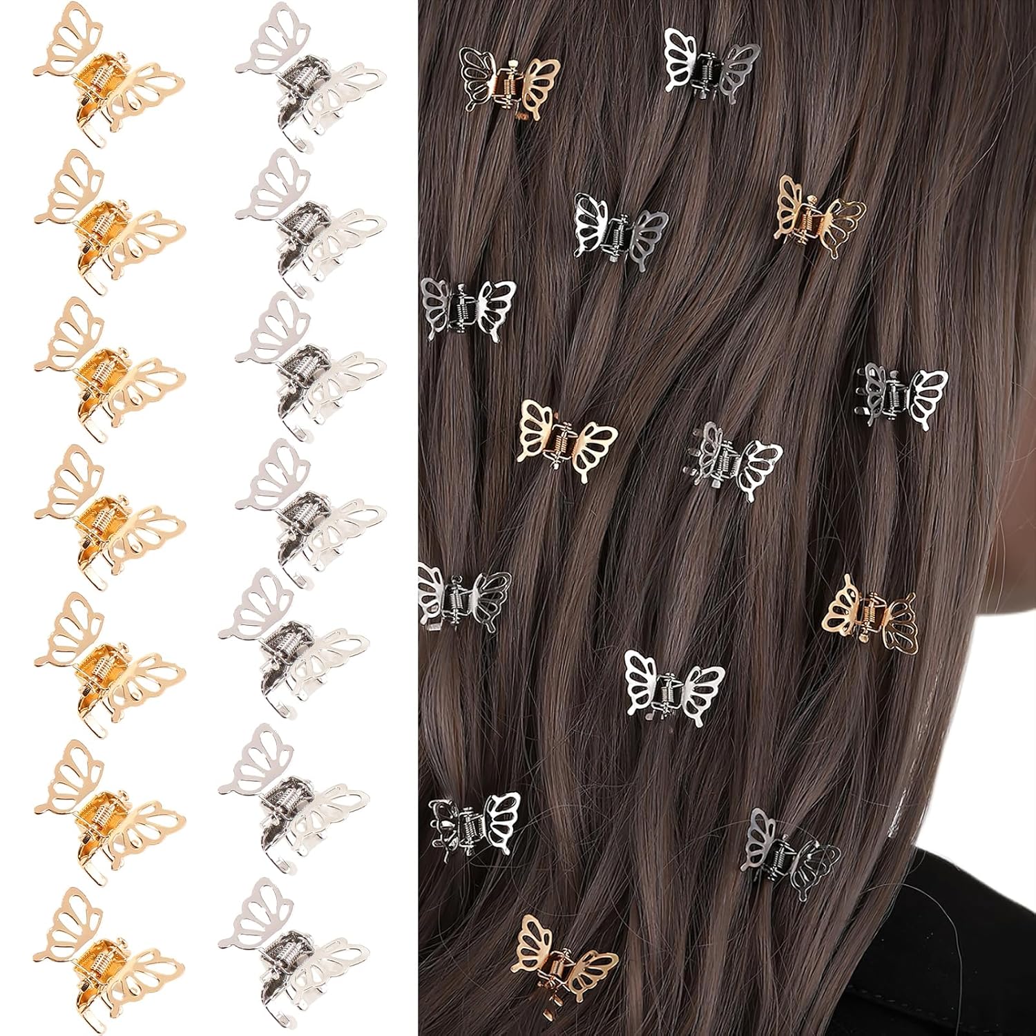 Amazon.com : 30 Pieces Hair Clips Metals Hollow Butterfly Mini Hair ...
