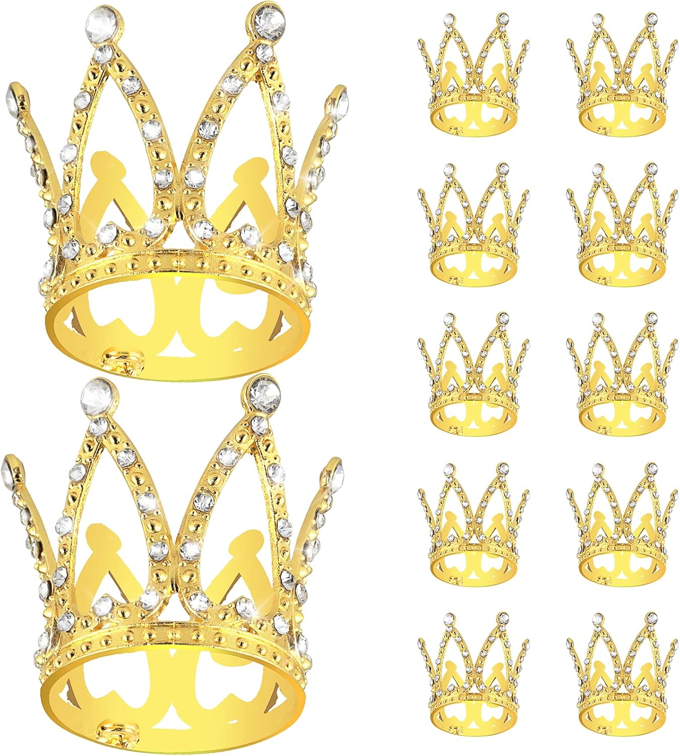 WLLHYF 12 Stück Gold Krone Tortenaufsatz Crown Cake Mini Topper Strass ...