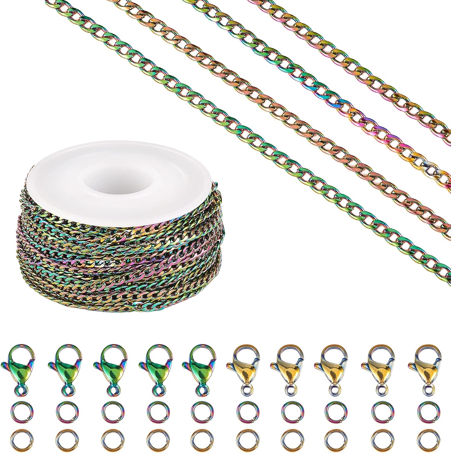 COGCHARGER 5M Stainless Steel Curb Chains Colorful Twisted Chain DIY ...