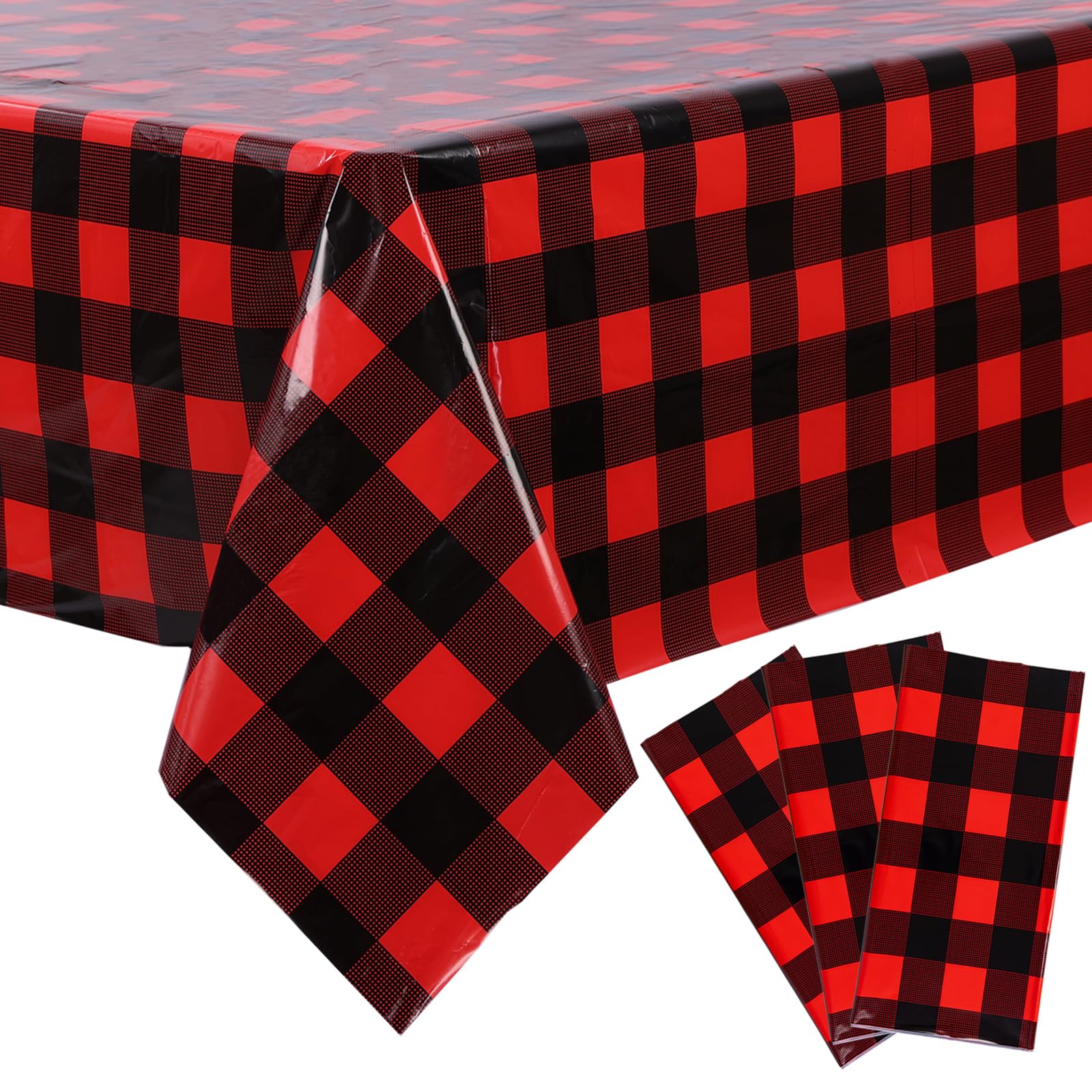 Amazon.com: Kesfey 3 Packs Red and Black Christmas Buffalo Check Plaid ...