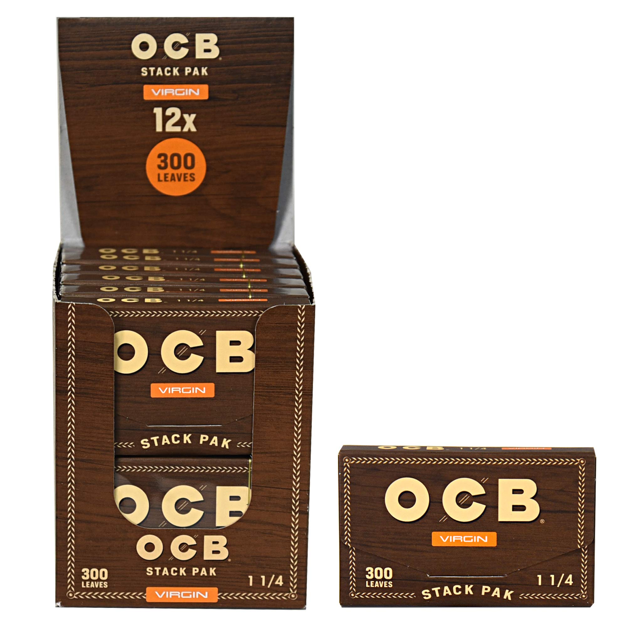 Buy OCB Virgin Unbleached Stack Pak 1-1/4 Size Rolling Papers, 12 ...